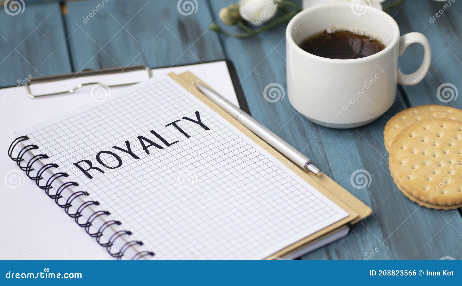 ROYALTY Text in the Office Notebook Stock Photo - Image of education ...