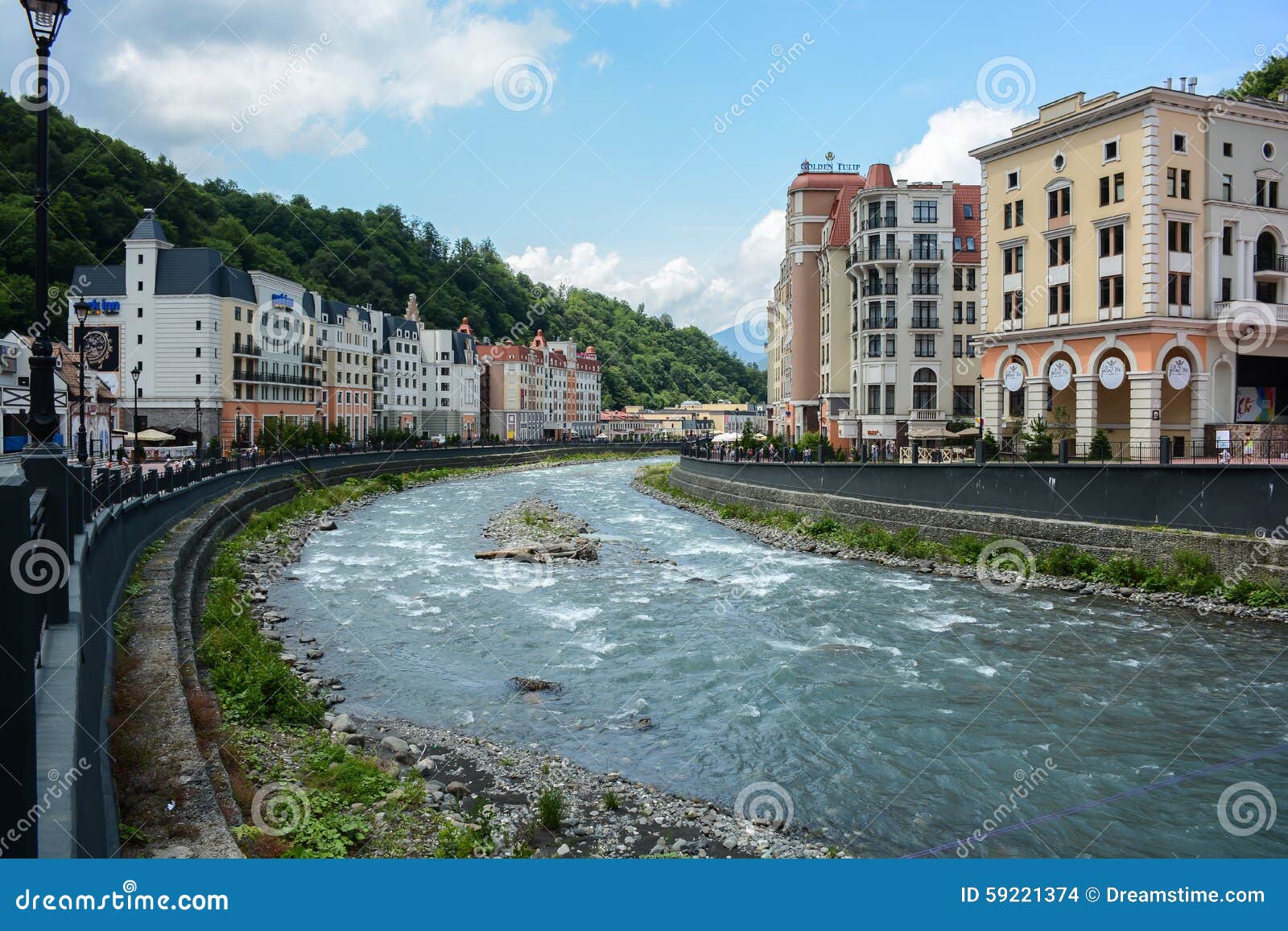 Roza Khutor editorial stock image. Image of watercourse - 59221374