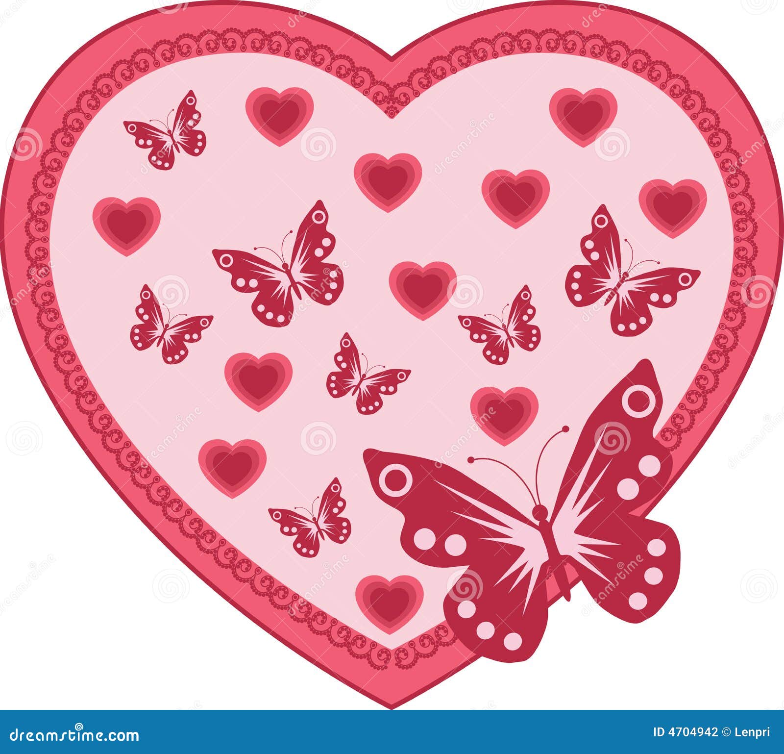 Roze hart met vlinders vector illustratie. Illustration of valentijnen ...