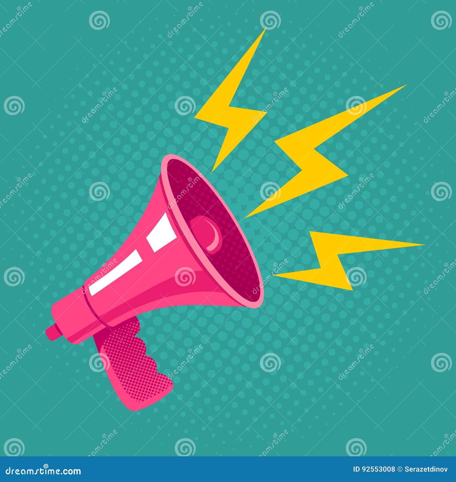 Roze Megafoon Op Halftone Achtergrond Vector Illustratie - Illustration ...