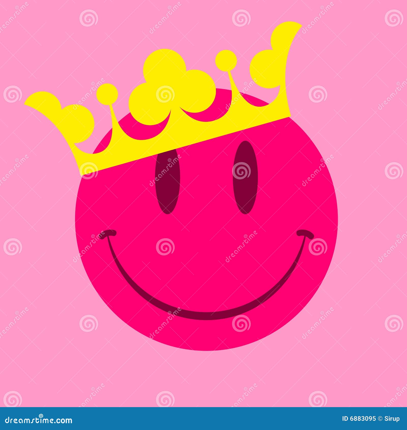 Roze Smileygezicht Met Kroon Vector Illustratie - Illustration of ...