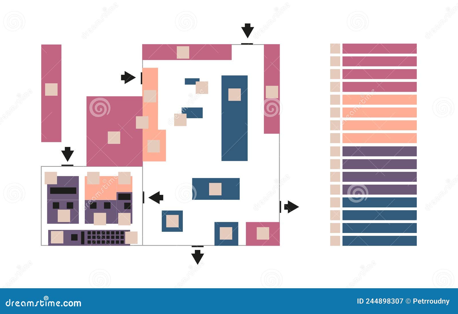 Vector Editable Map Or Floor Plan With Fields For Logos Or Titles ...