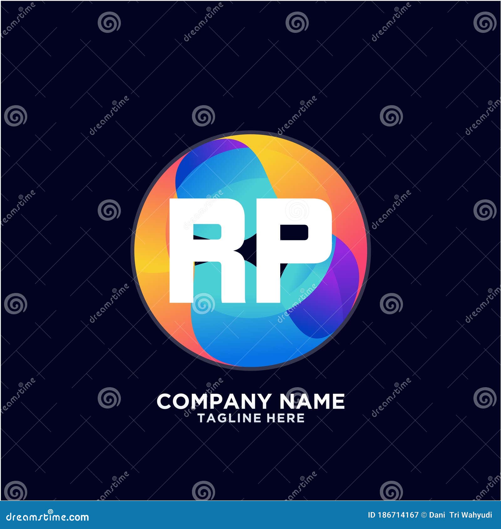 RP Initial Logo with Colorful Circle Template Vector Stock Vector ...