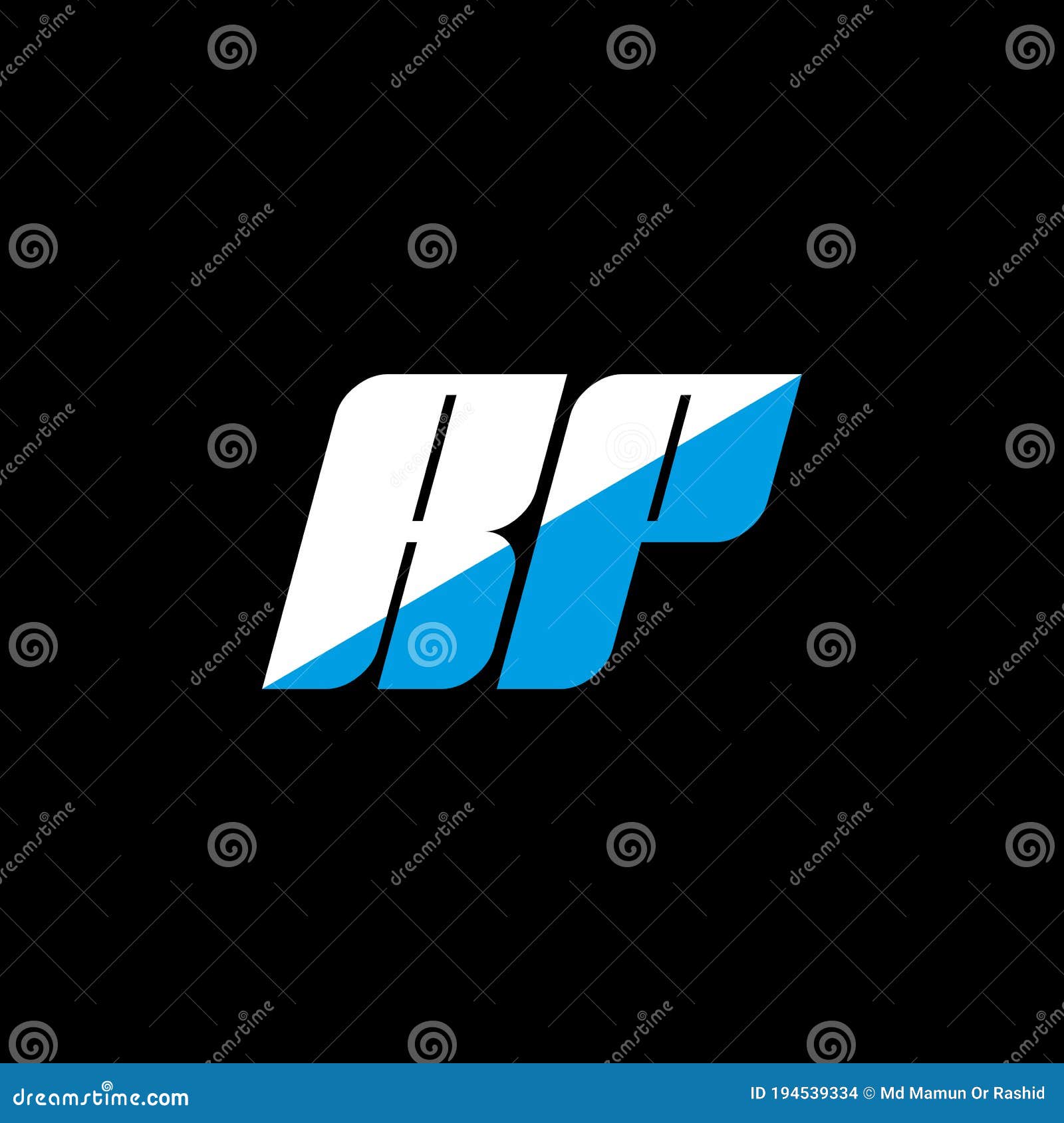 RP Letter Logo Design on Black Background. RP Creative Initials Letter ...