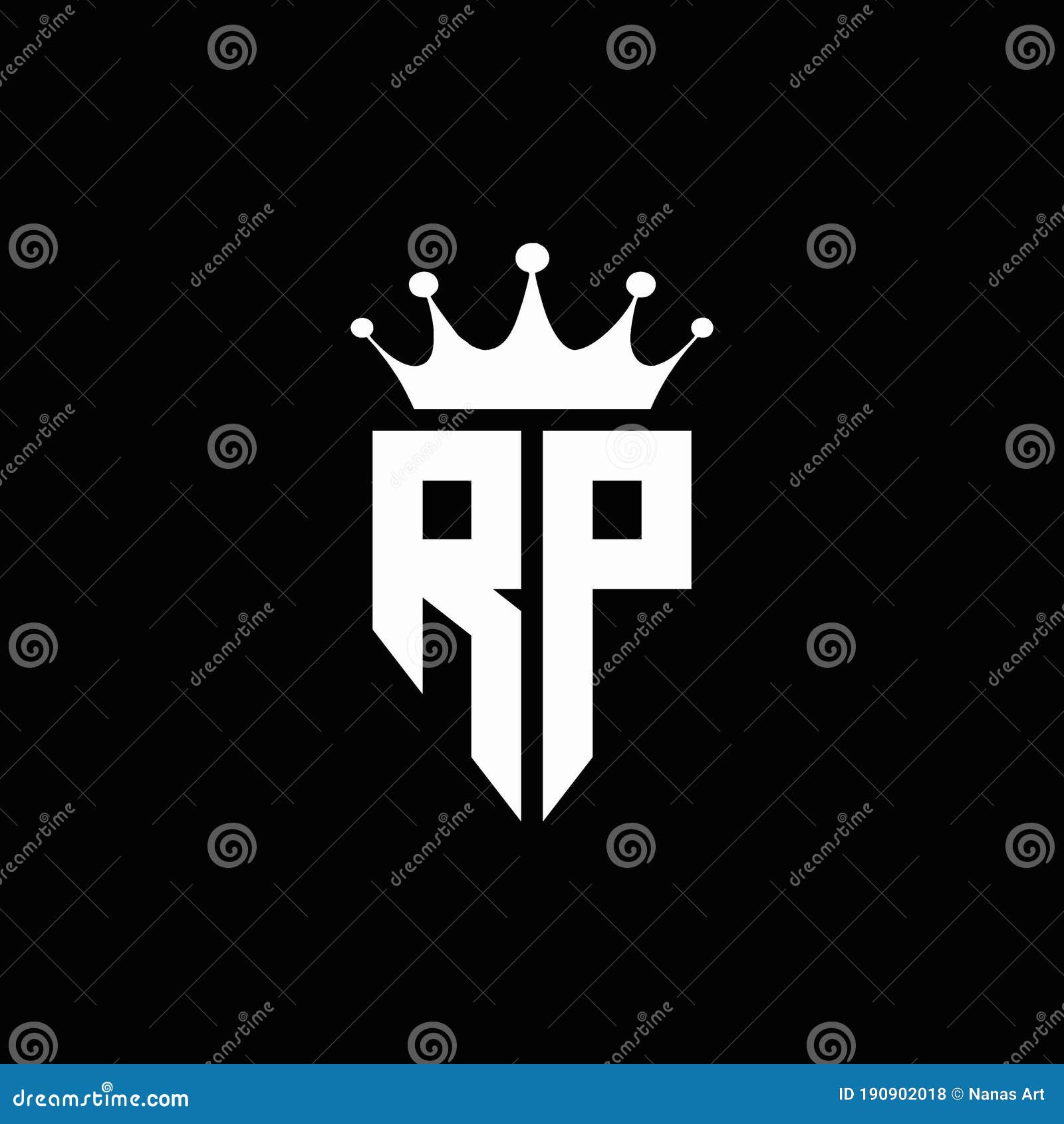 RP Logo Monogram Emblem Style with Crown Shape Design Template Stock ...