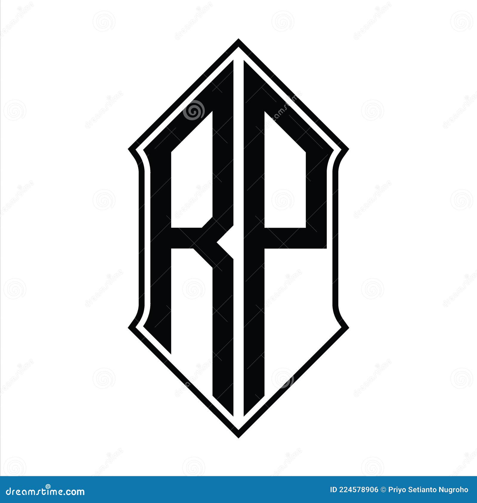 RP Logo Monogram with Shieldshape and Outline Design Template Vector ...