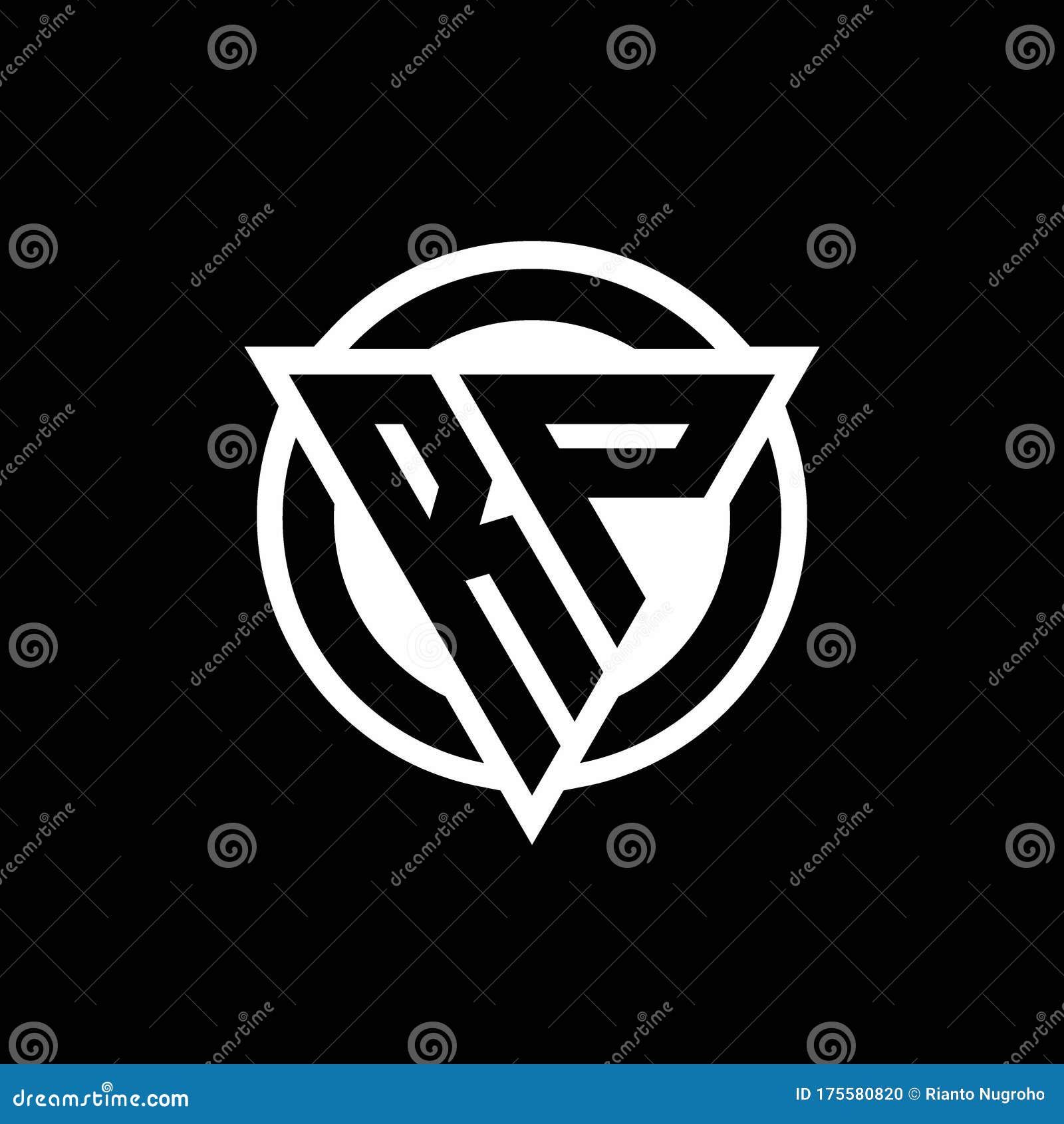 RP Logo with Negative Space Triangle Shape and Circle Rounded Stock ...