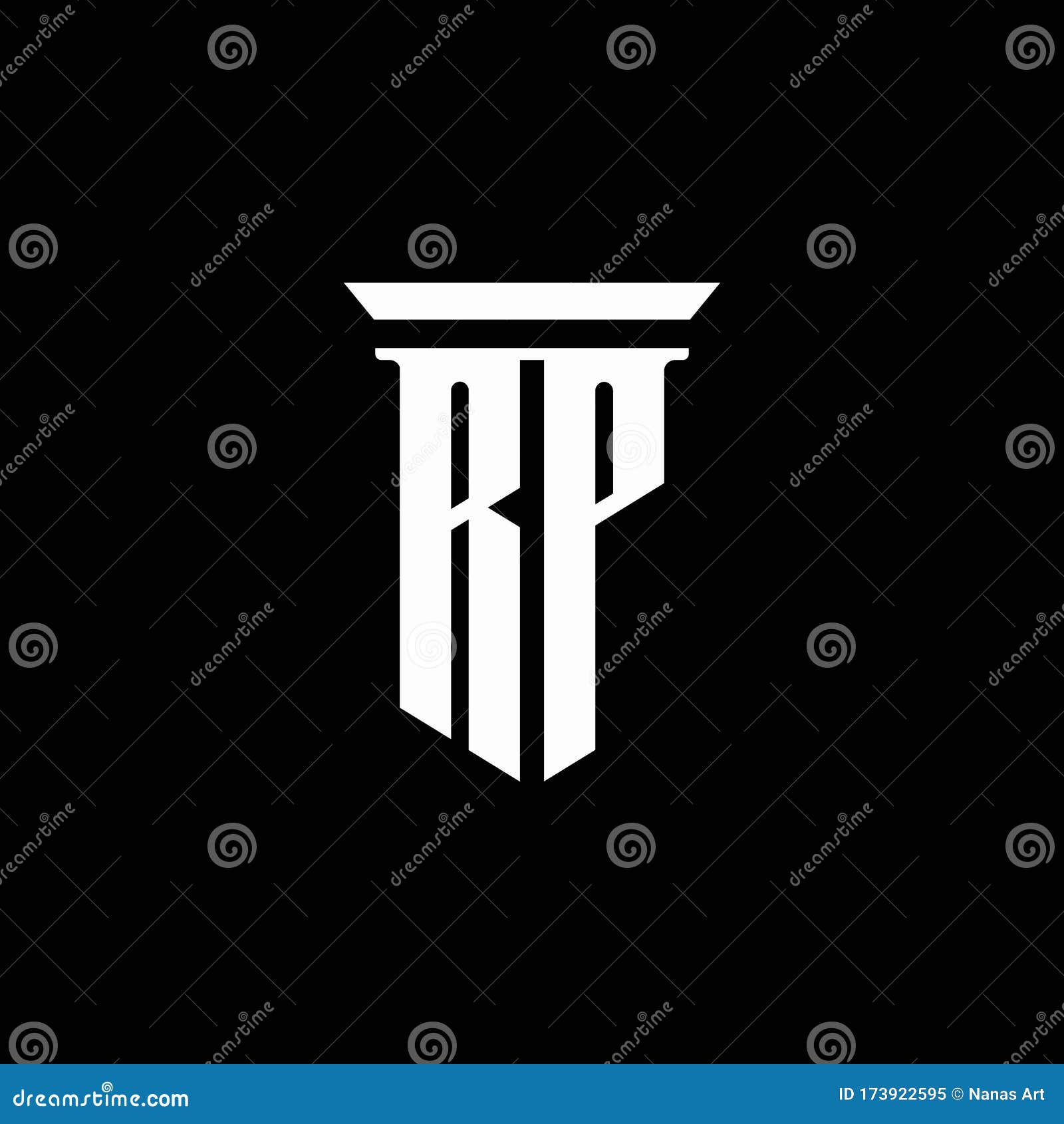RP Monogram Logo with Emblem Style Isolated on Black Background Stock ...
