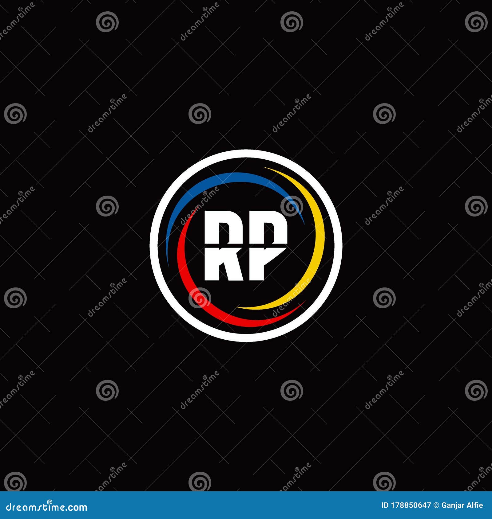 RP Monogram Logo Isolated on Circle Shape with 3 Slash Colors Rounded ...