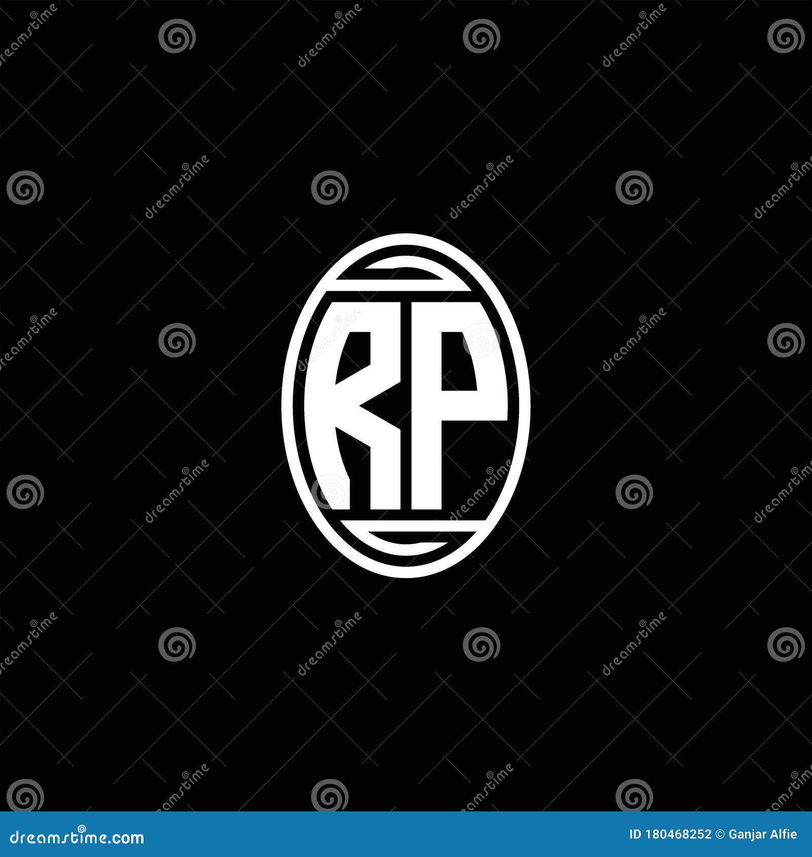 RP Monogram Logo Isolated on Oval Rotate Shape Stock Vector ...