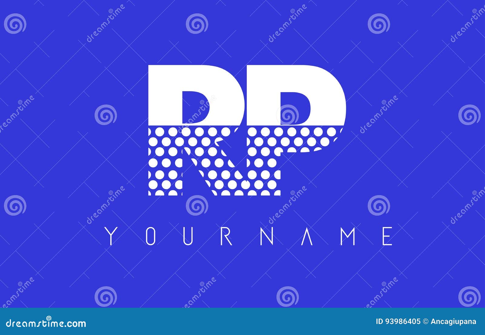 RP R P Dotted Letter Logo Design with Blue Background. Stock Vector ...