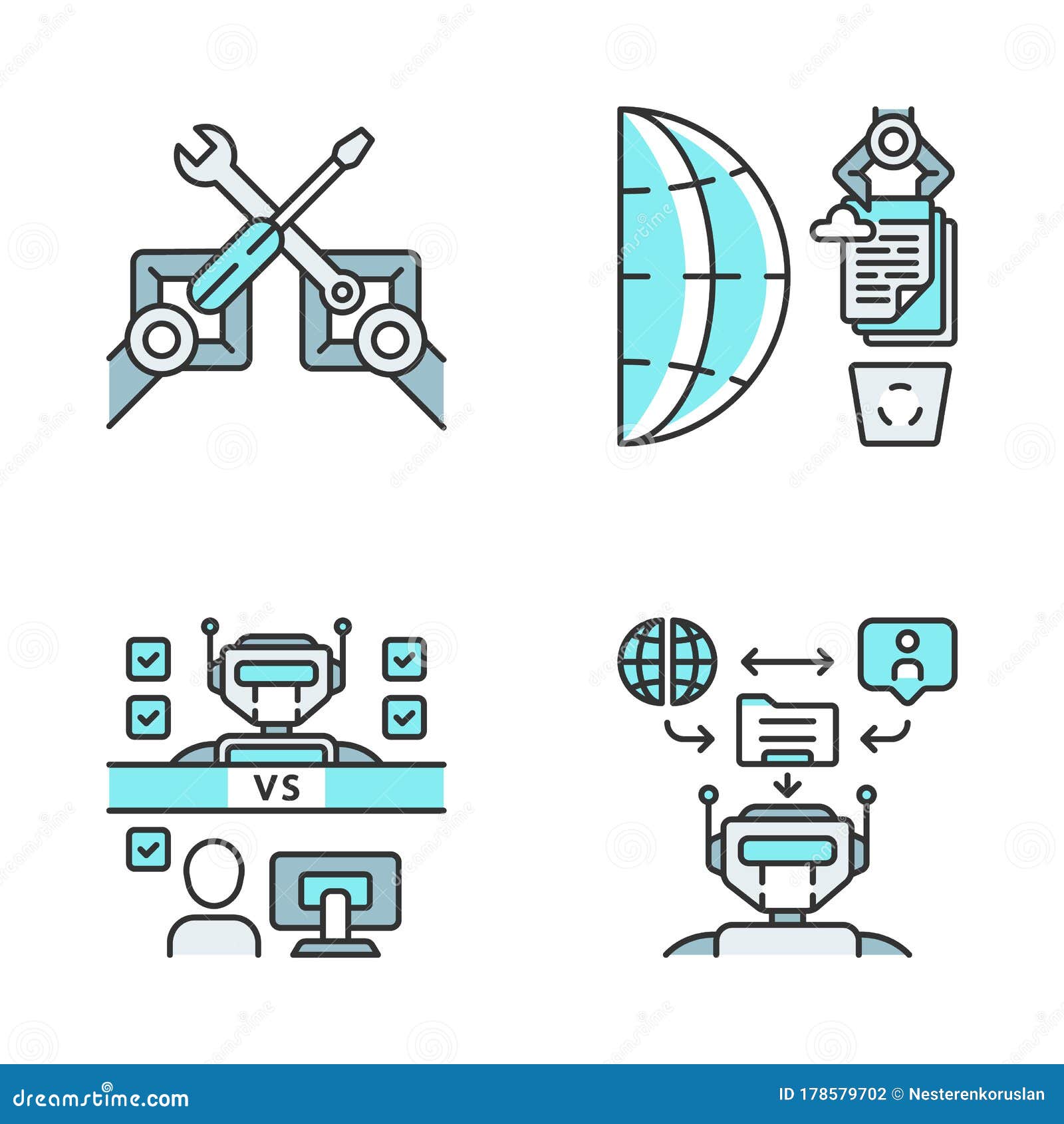 RPA color icons set stock vector. Illustration of cyber - 178579702