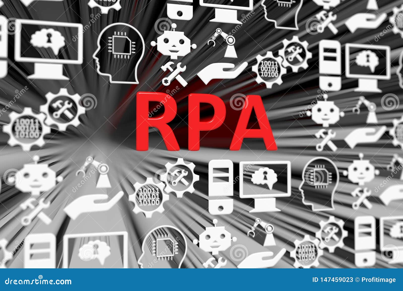 RPA Concept Blurred Background Stock Illustration - Illustration of ...