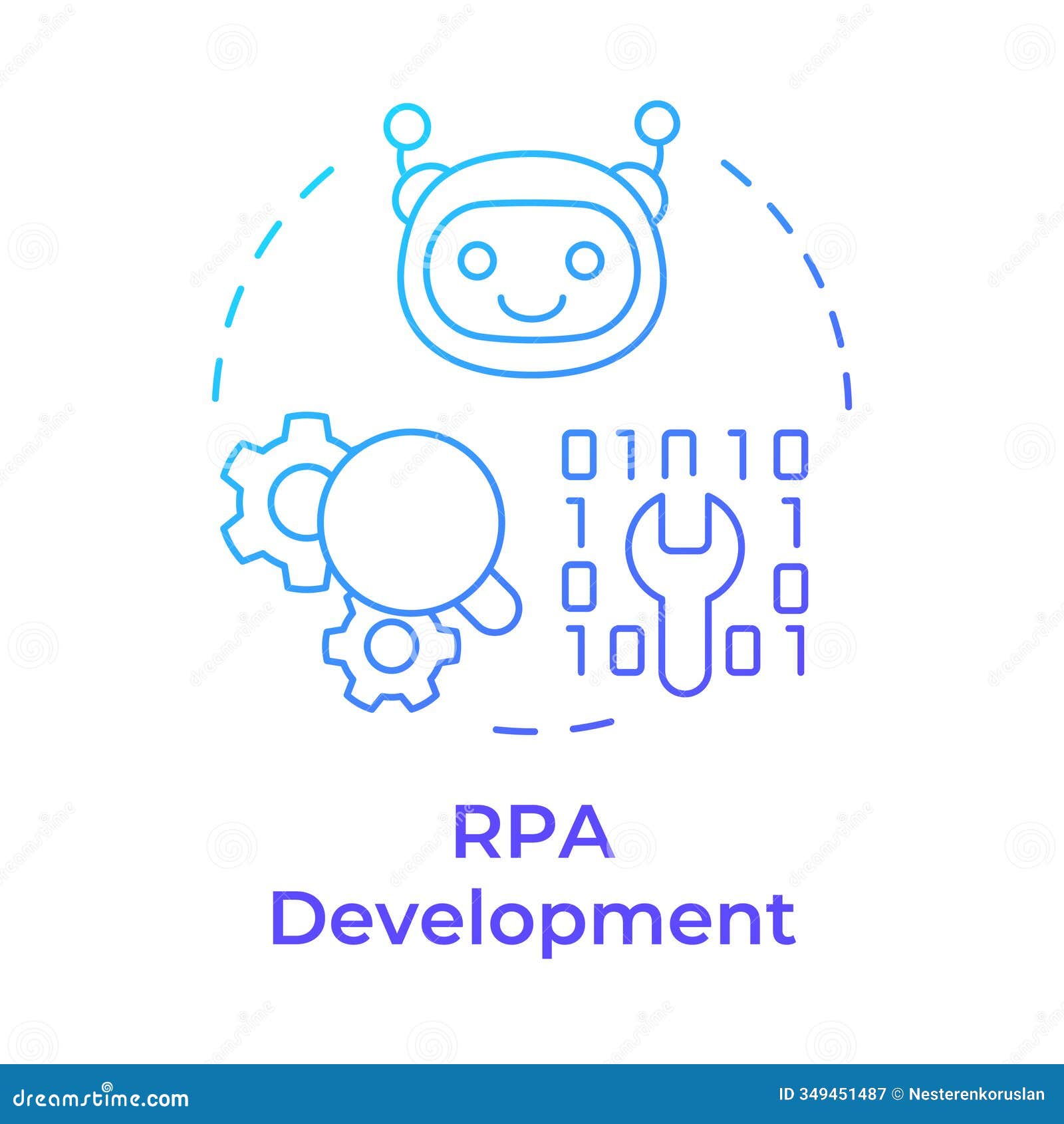 RPA Development Blue Gradient Concept Icon Stock Vector - Illustration ...