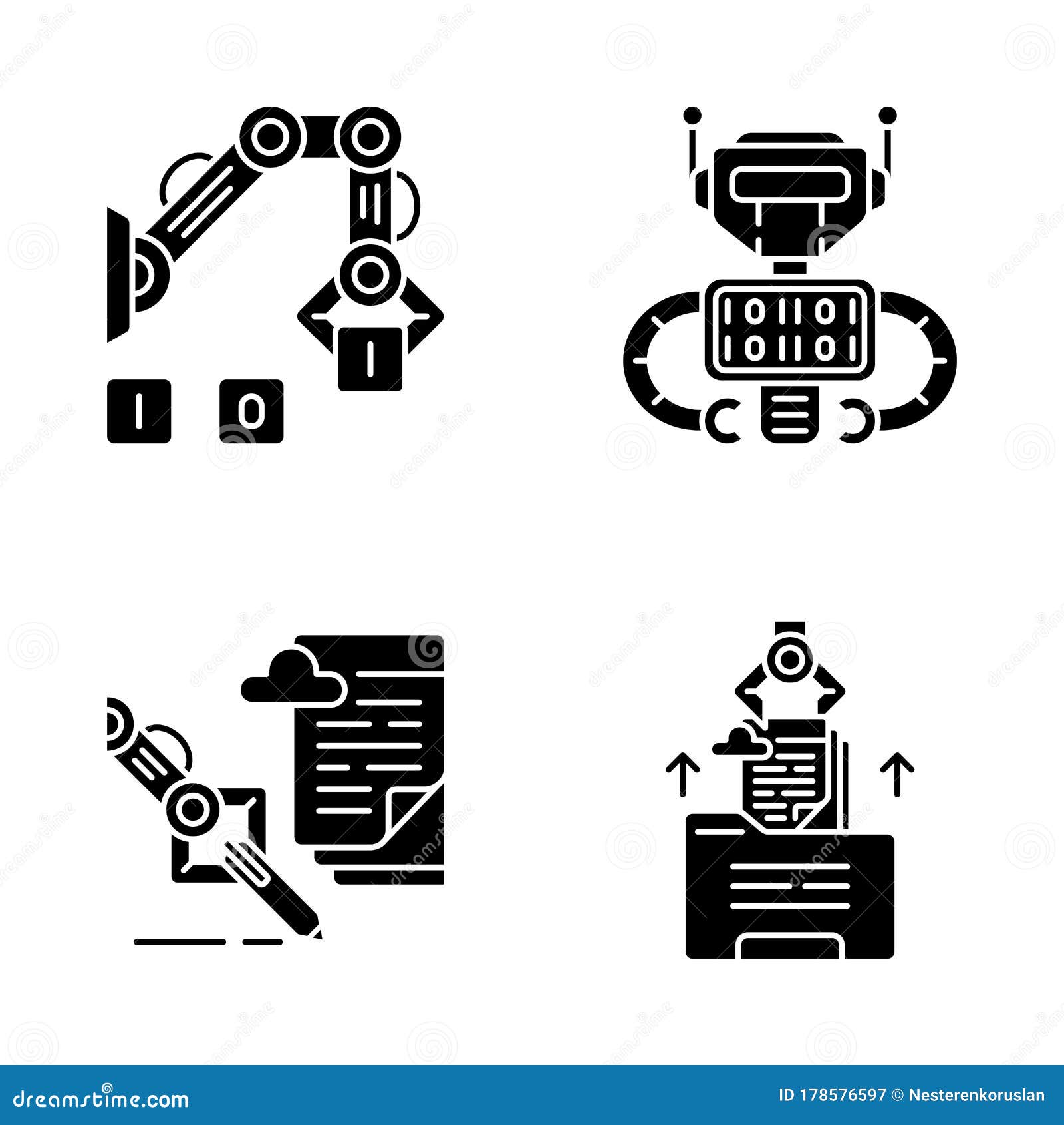 RPA glyph icons set stock vector. Illustration of isolated - 178576597