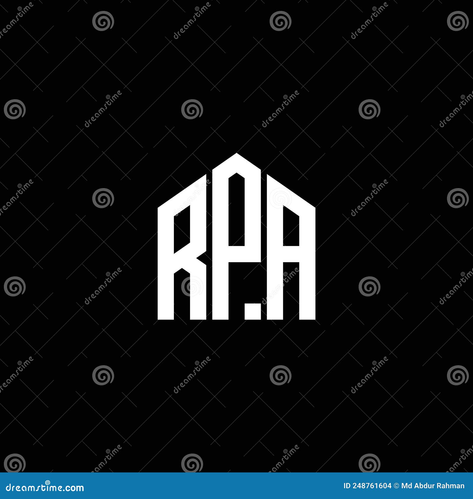 RPA Letter Logo Design on BLACK Background. RPA Creative Initials ...