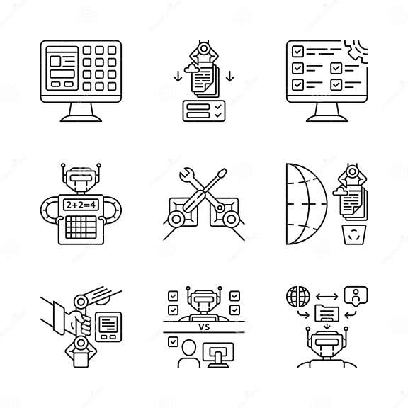 RPA linear icons set stock vector. Illustration of outline - 178574991
