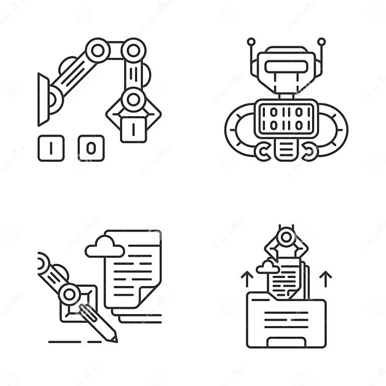 RPA linear icons set stock vector. Illustration of digital - 178576706