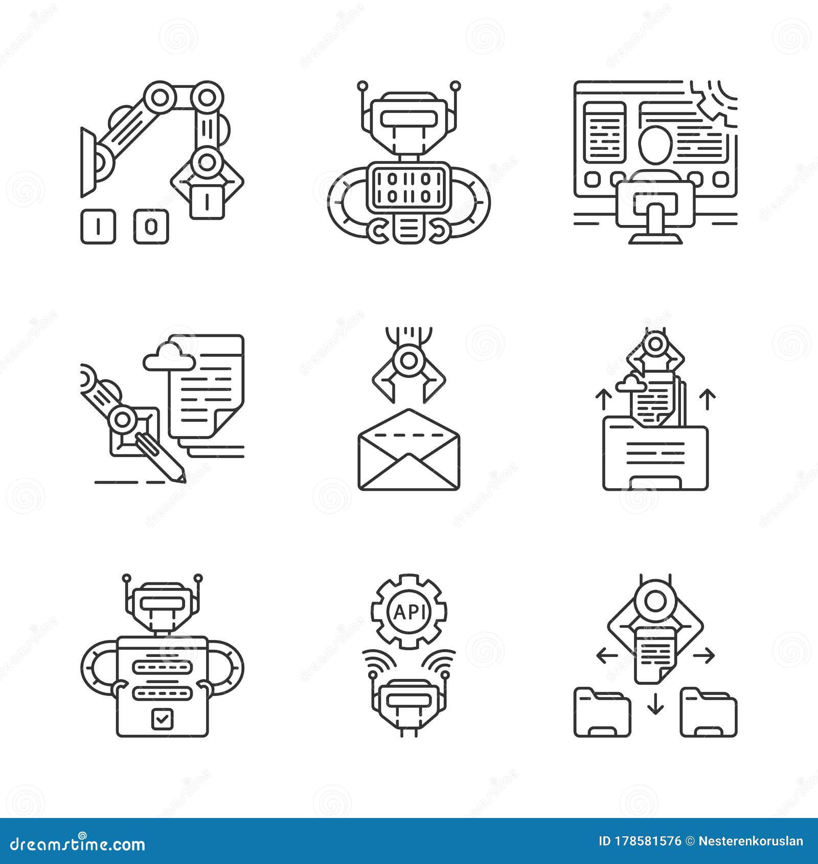 RPA linear icons set stock vector. Illustration of digital - 178581576 RPA linear icons set stock vector. Illustration of digital - 178581576