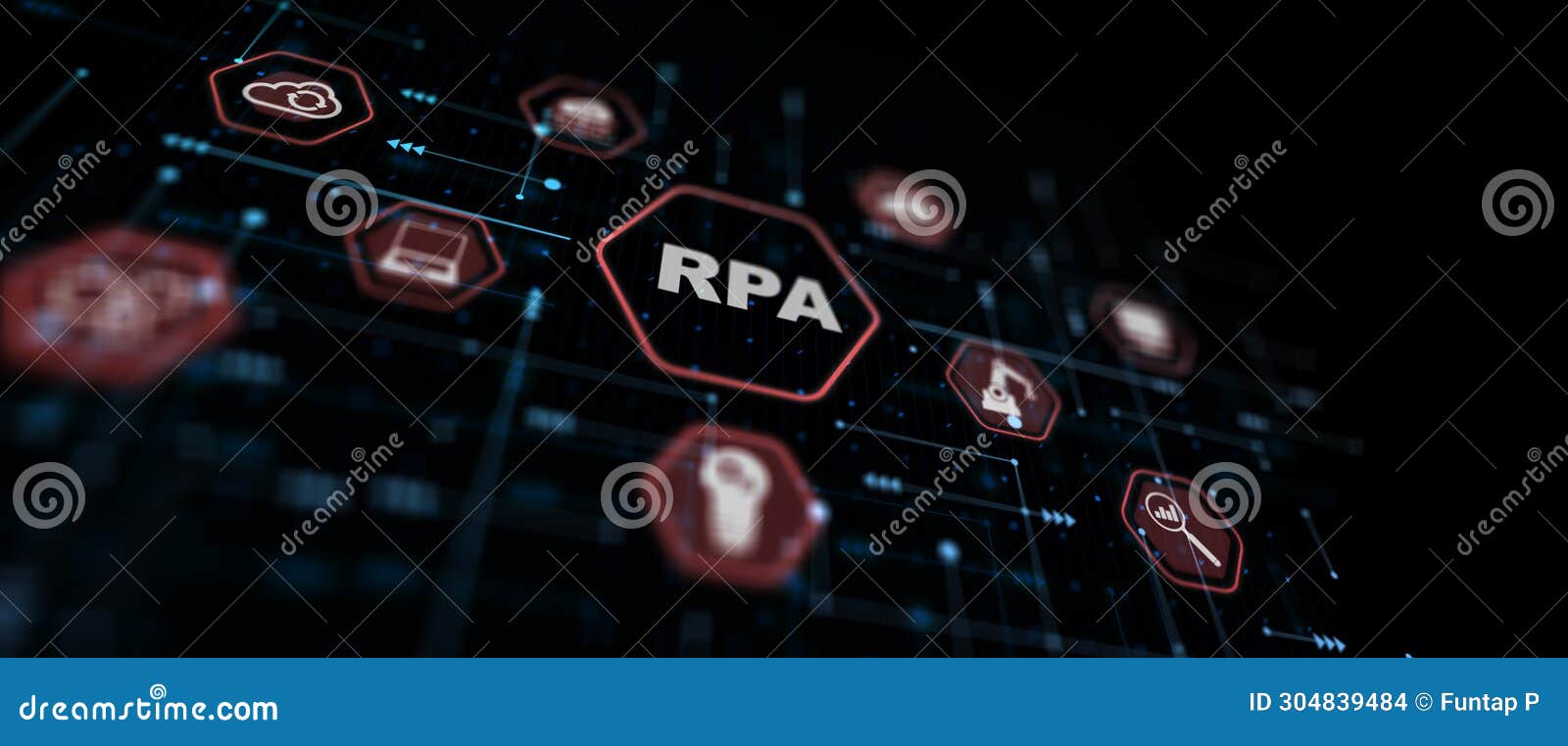 RPA Robotic Process Automation. Big Data and Business Concept Stock ...