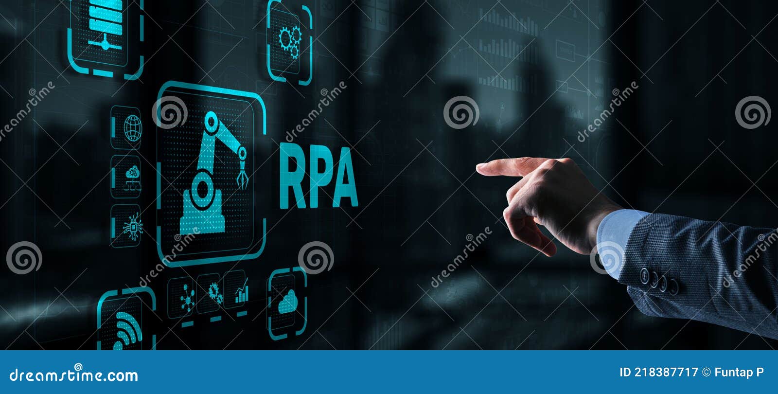 RPA Robotic Process Automation System. Big Data and Business Concept ...