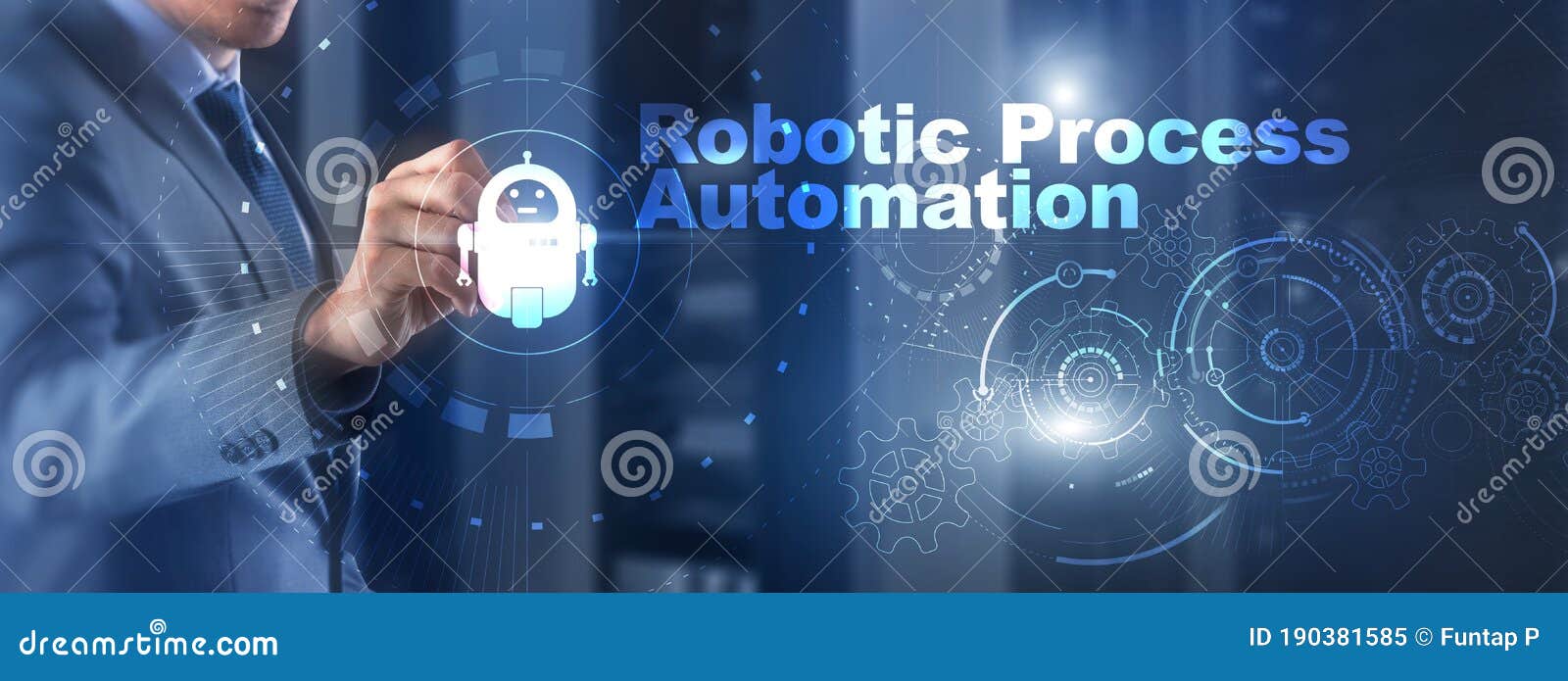Rpa Robotic Process Automation Technology Concept On Virtual Screen Ai Algorithm Analyze