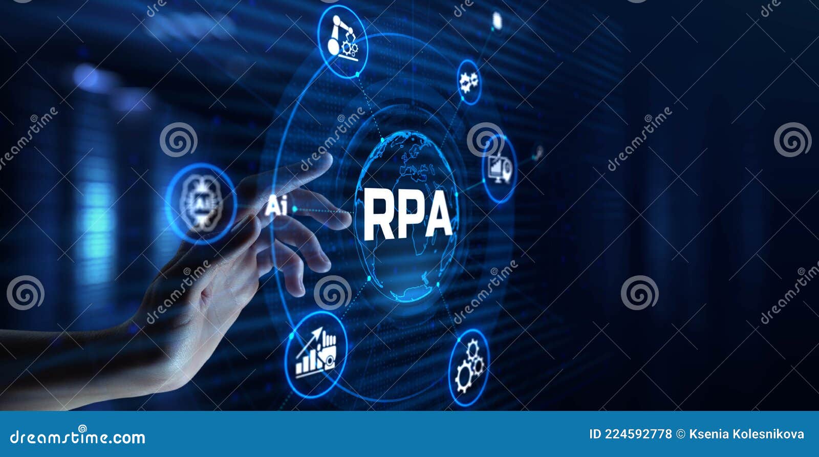 RPA Robotic Process Automation Technology Innovation Concept. Hand ...