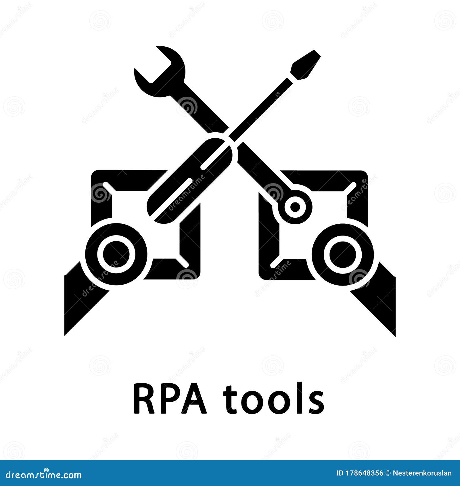 RPA tools glyph icon stock vector. Illustration of development - 178648356