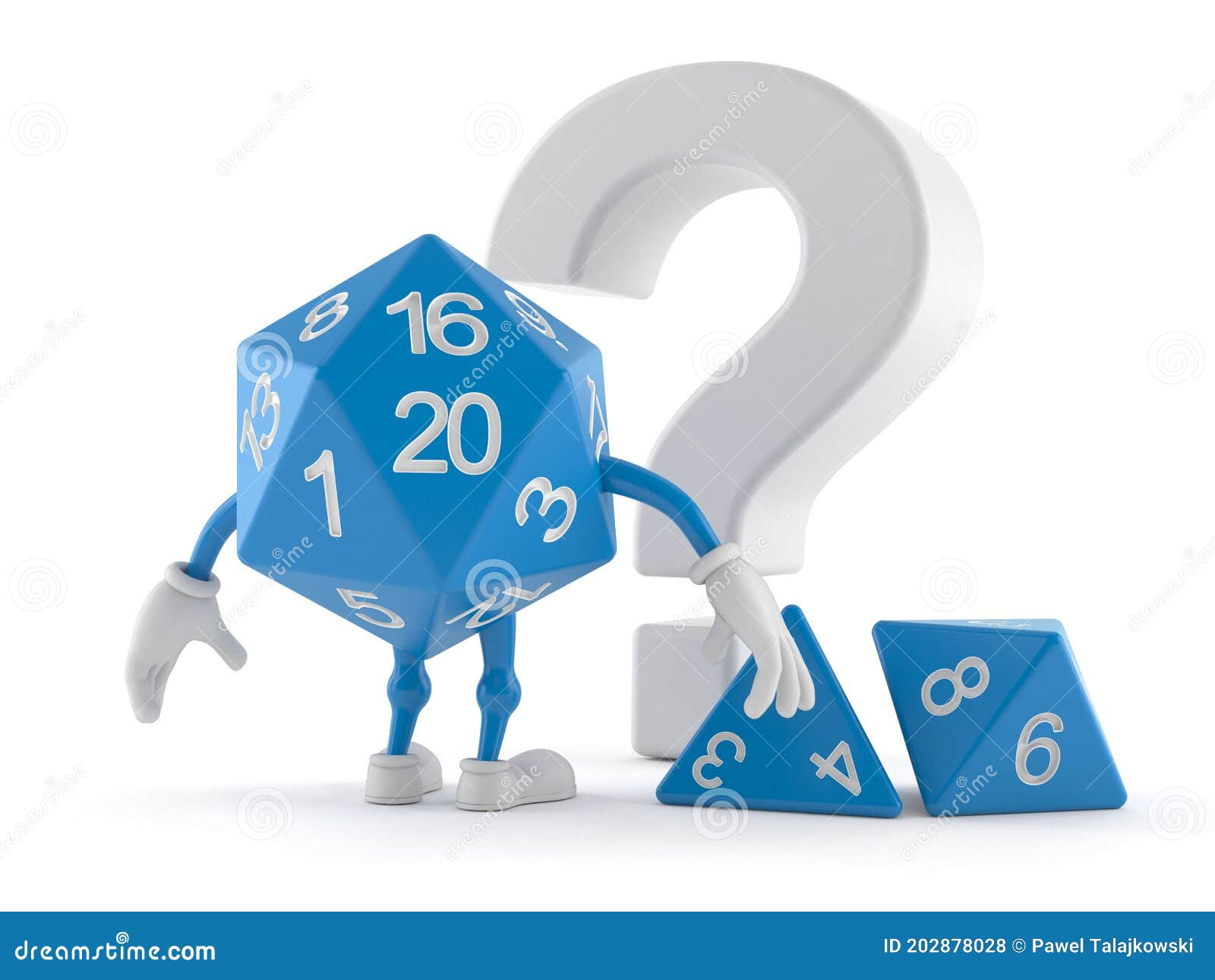 RPG Dice Character Looking at Question Mark Symbol Stock Illustration ...