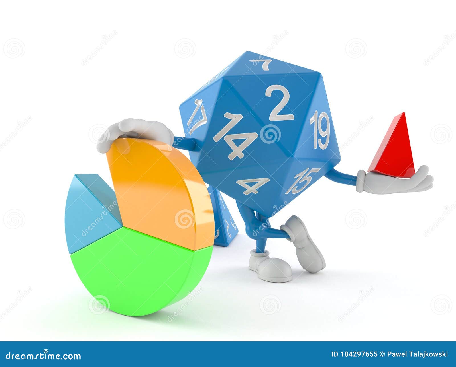 RPG Dice Character with Pie Chart Stock Illustration - Illustration of ...
