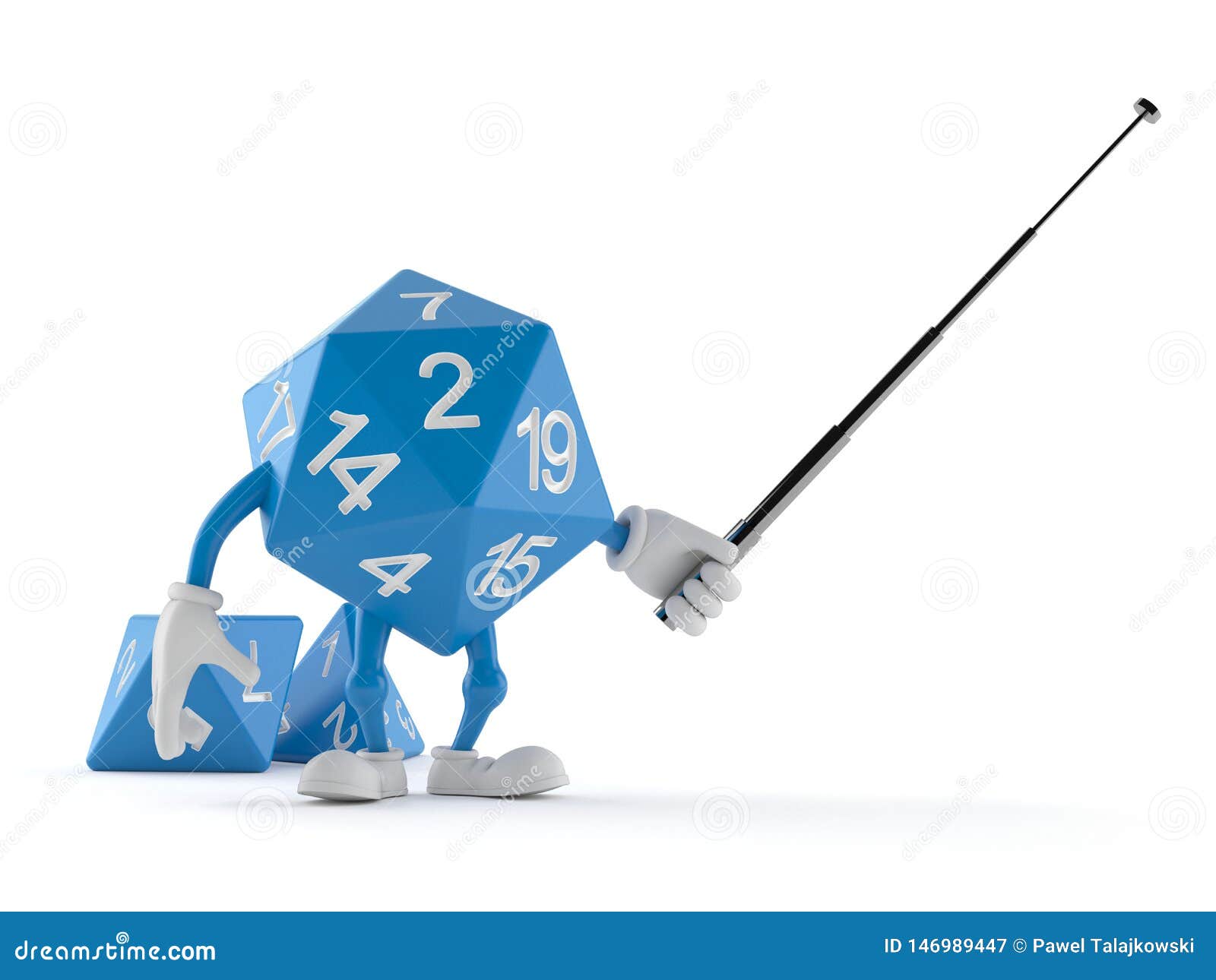 RPG Dice Character with Pointer Stick Stock Illustration - Illustration ...