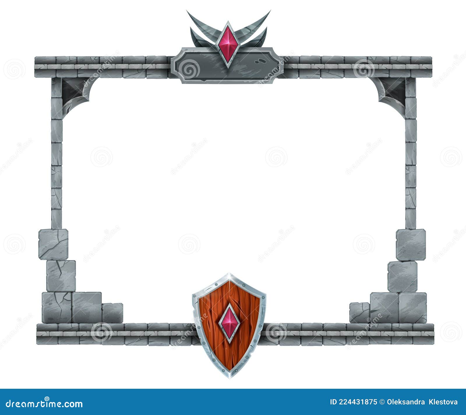 Stone Game Frame, User Interface Vector Menu Panel Background, Rock ...