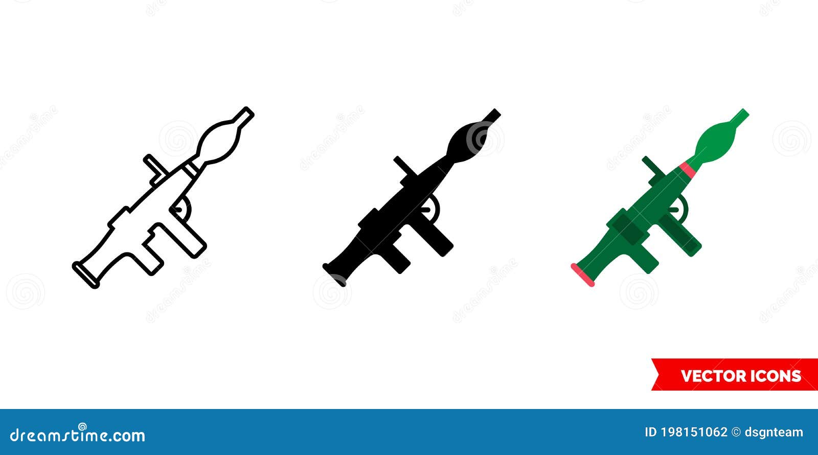 Rpg Icon Of 3 Types Color Black And White Outline Isolated Vector