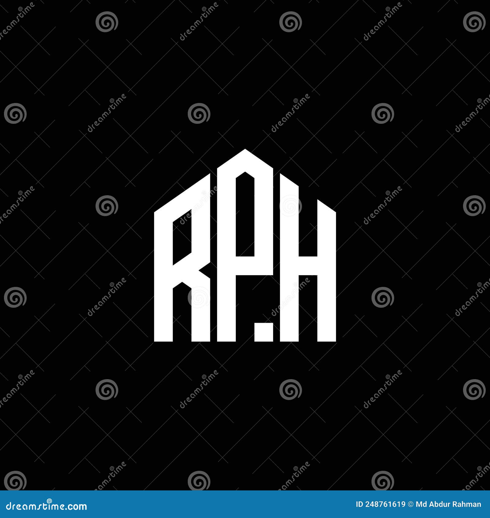 RPH Letter Logo Design on BLACK Background. RPH Creative Initials ...