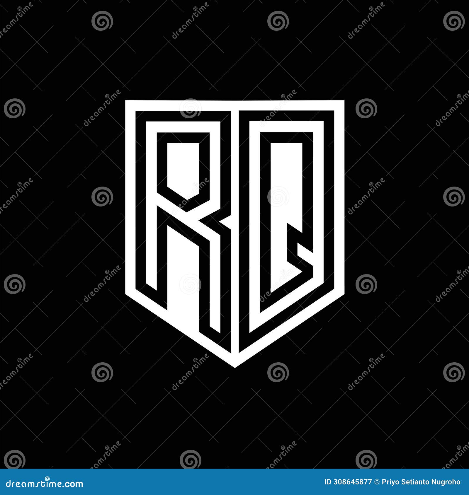 RQ Logo Monogram Shield Geometric Black Line Inside White Shield Color ...