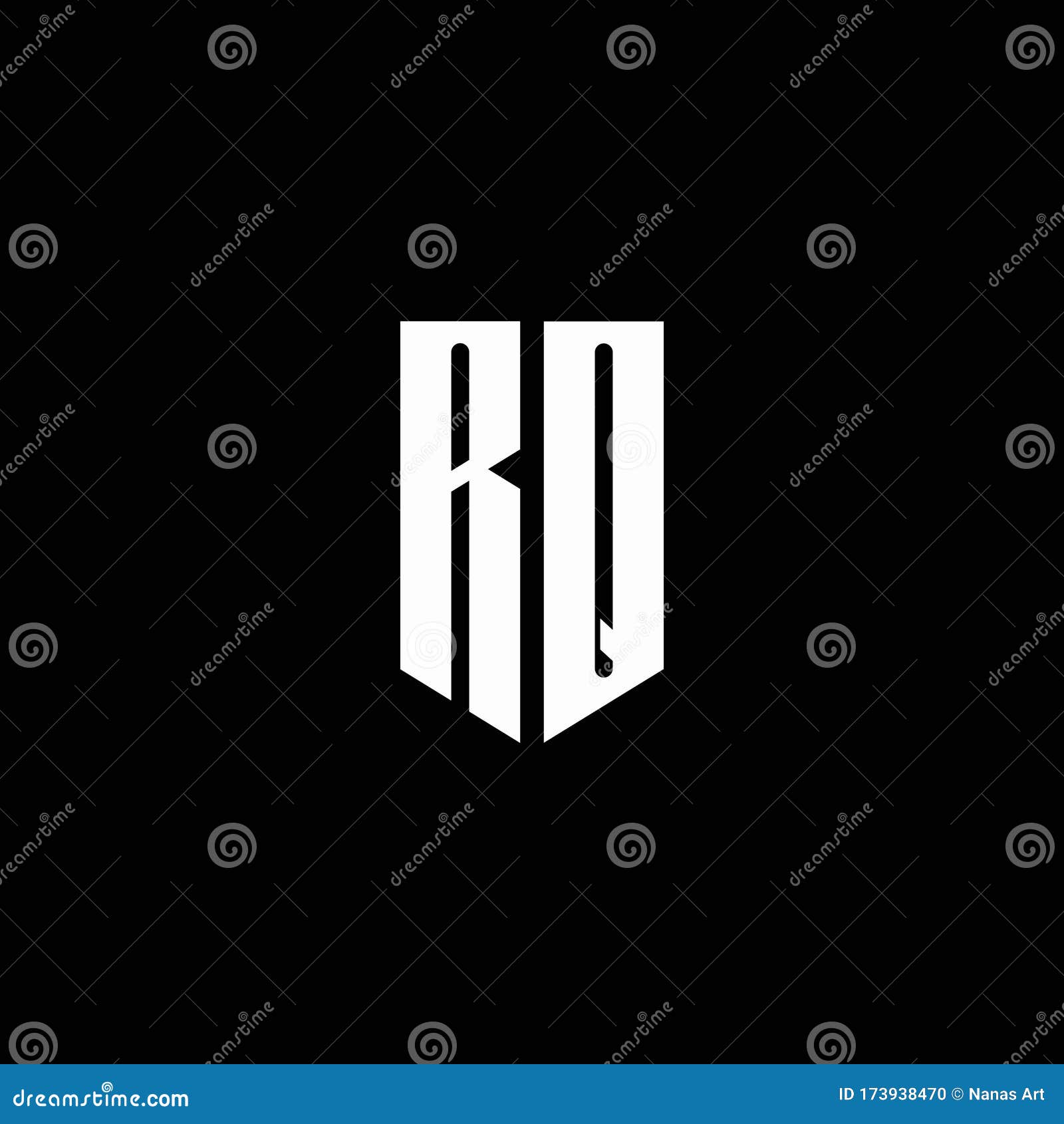 RQ Logo Monogram with Emblem Style Isolated on Black Background Stock ...
