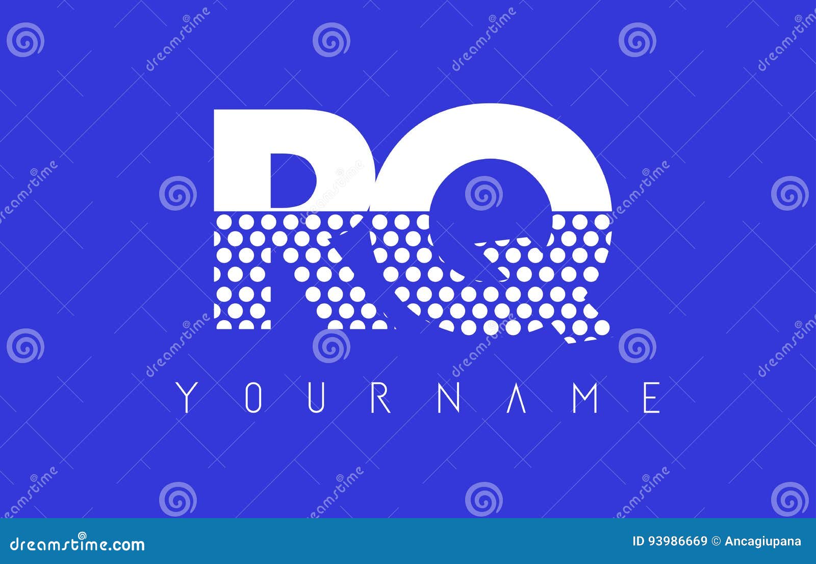 RQ R Q Dotted Letter Logo Design with Blue Background. Stock Vector ...