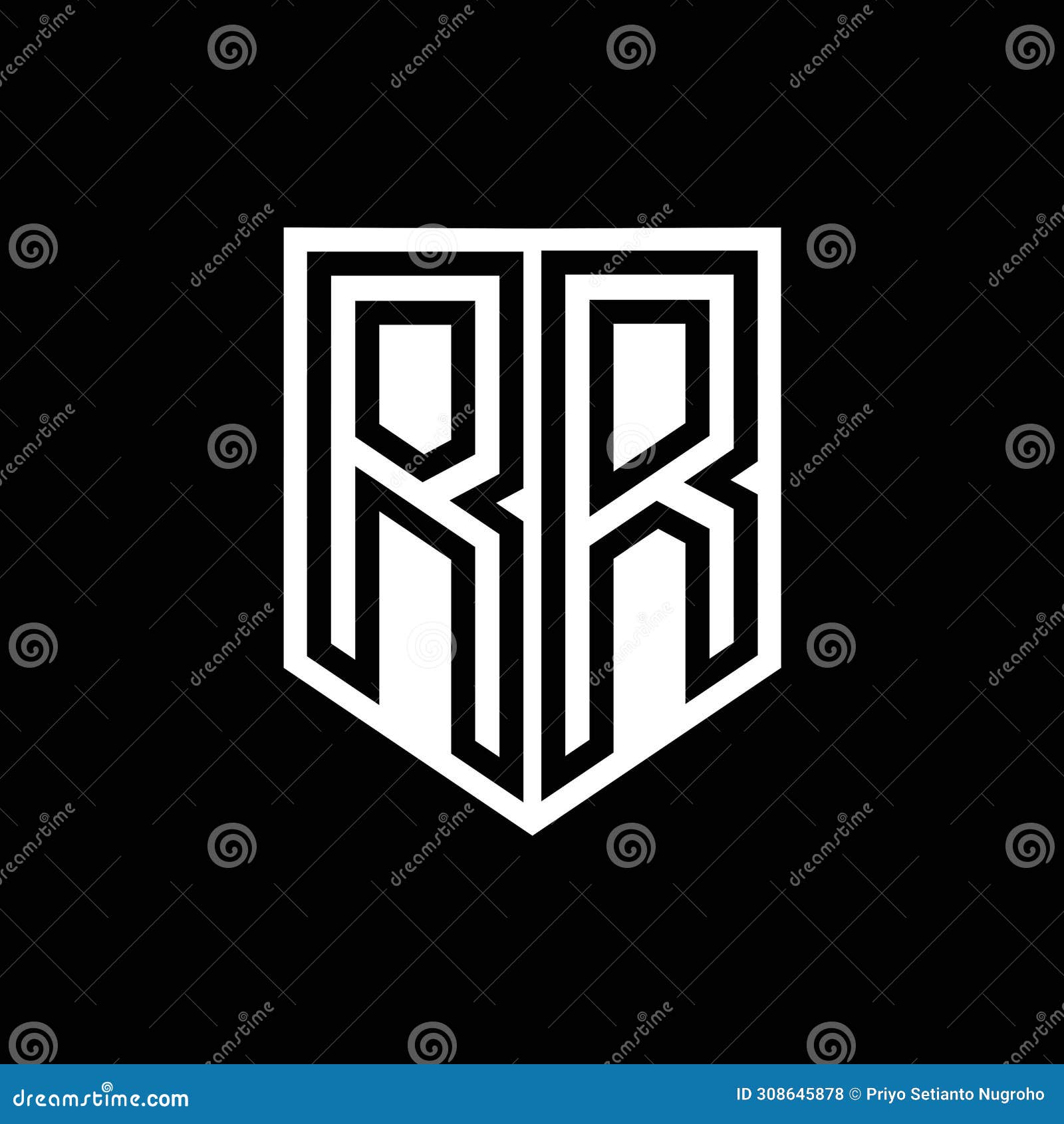 RR Logo Monogram Shield Geometric Black Line Inside White Shield Color ...