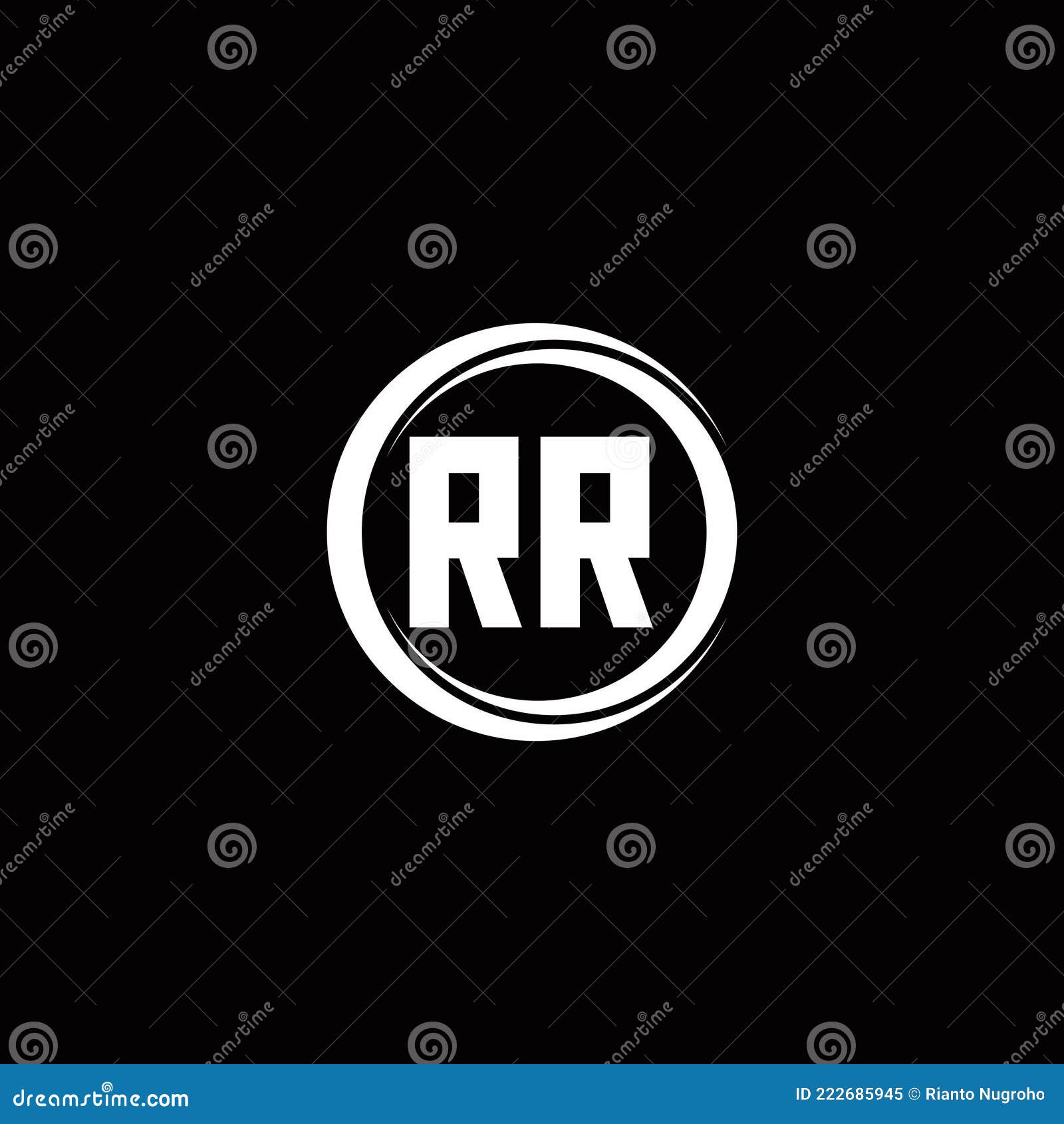 RR Logo Initial Letter Monogram with Circle Slice Rounded Design ...