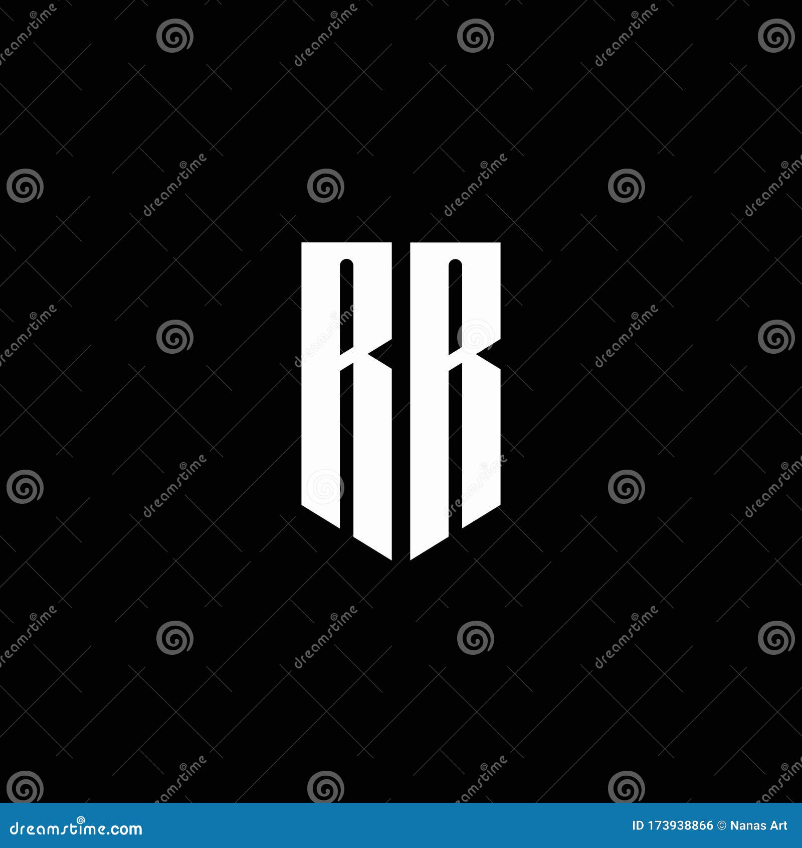 RR Logo Monogram with Emblem Style Isolated on Black Background Stock ...