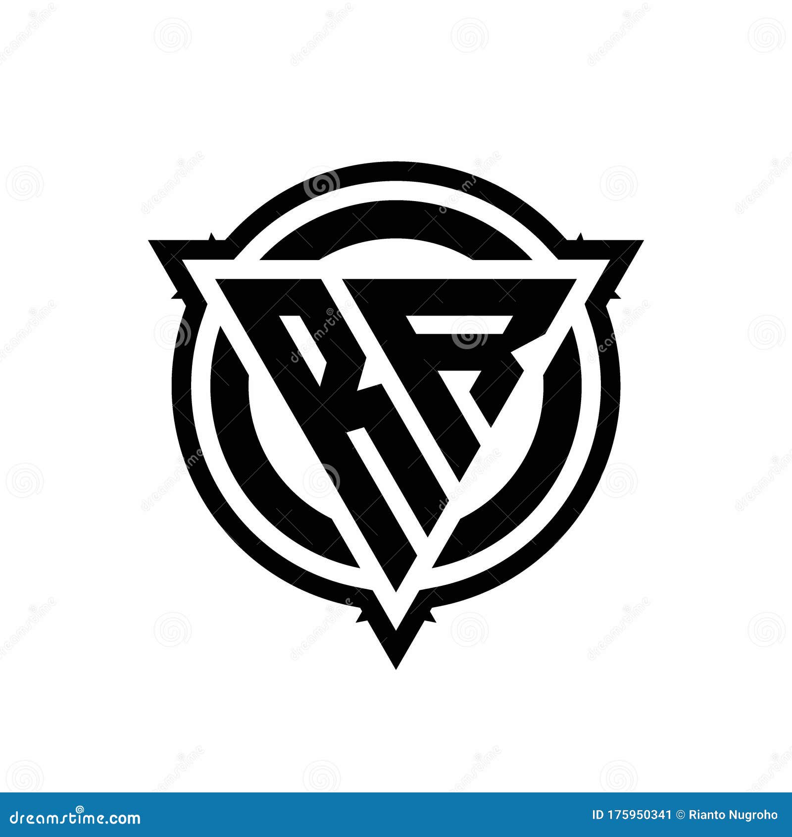 RR Logo with Triangle Shape and Circle with Outline Rounded Design ...