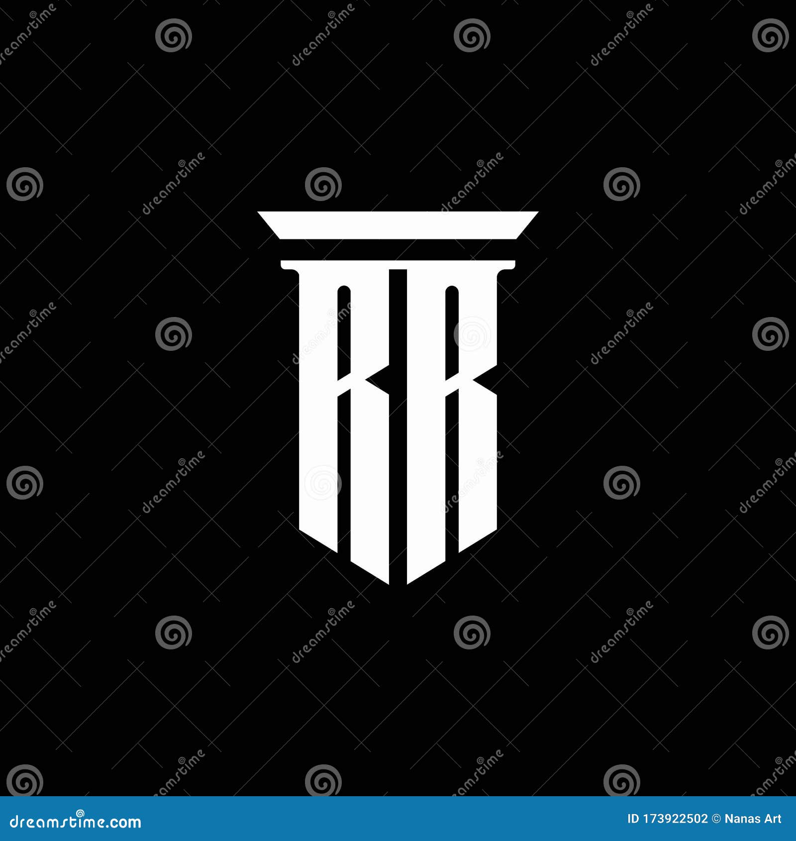 RR Monogram Logo with Emblem Style Isolated on Black Background Stock ...