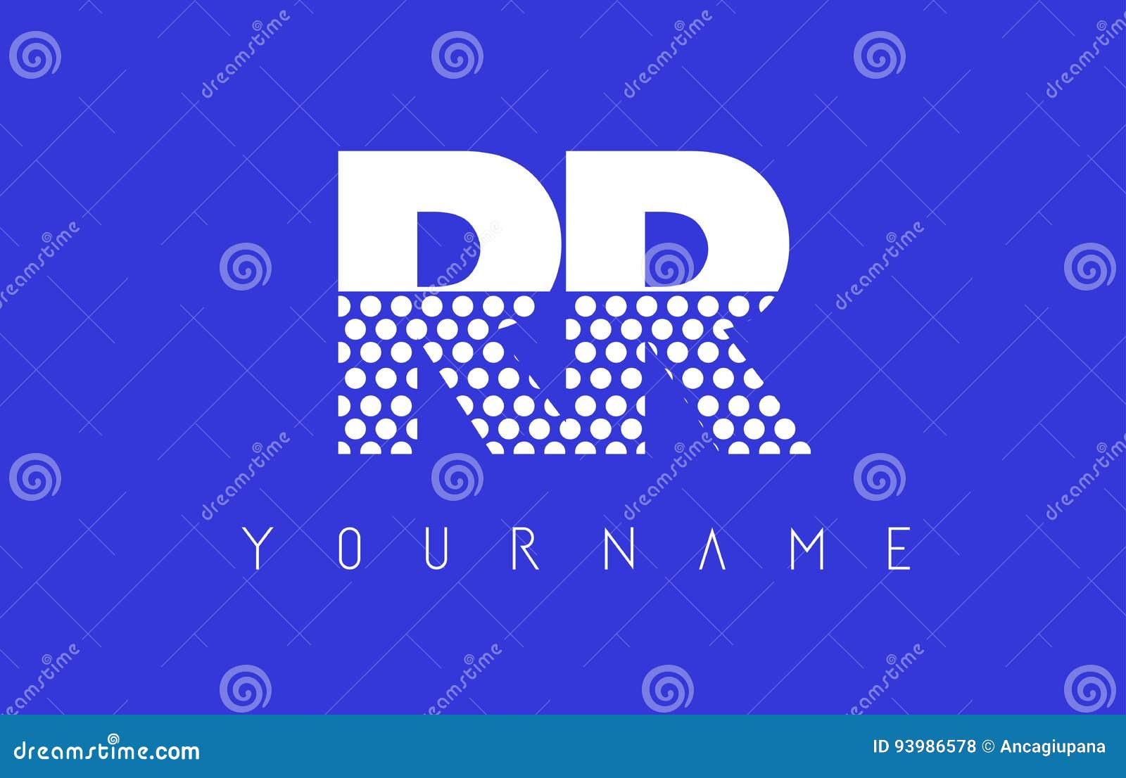 RR R Dotted Letter Logo Design with Blue Background. Stock Vector ...