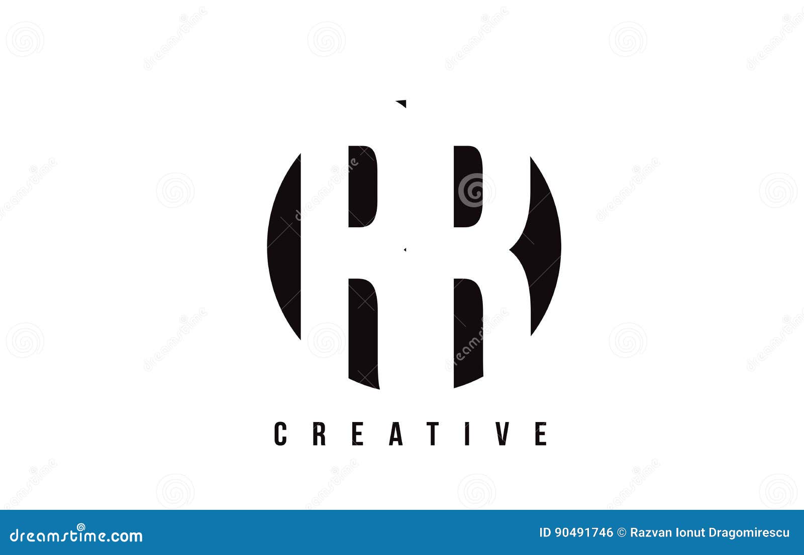 RR R White Letter Logo Design with Circle Background. Stock Vector ...