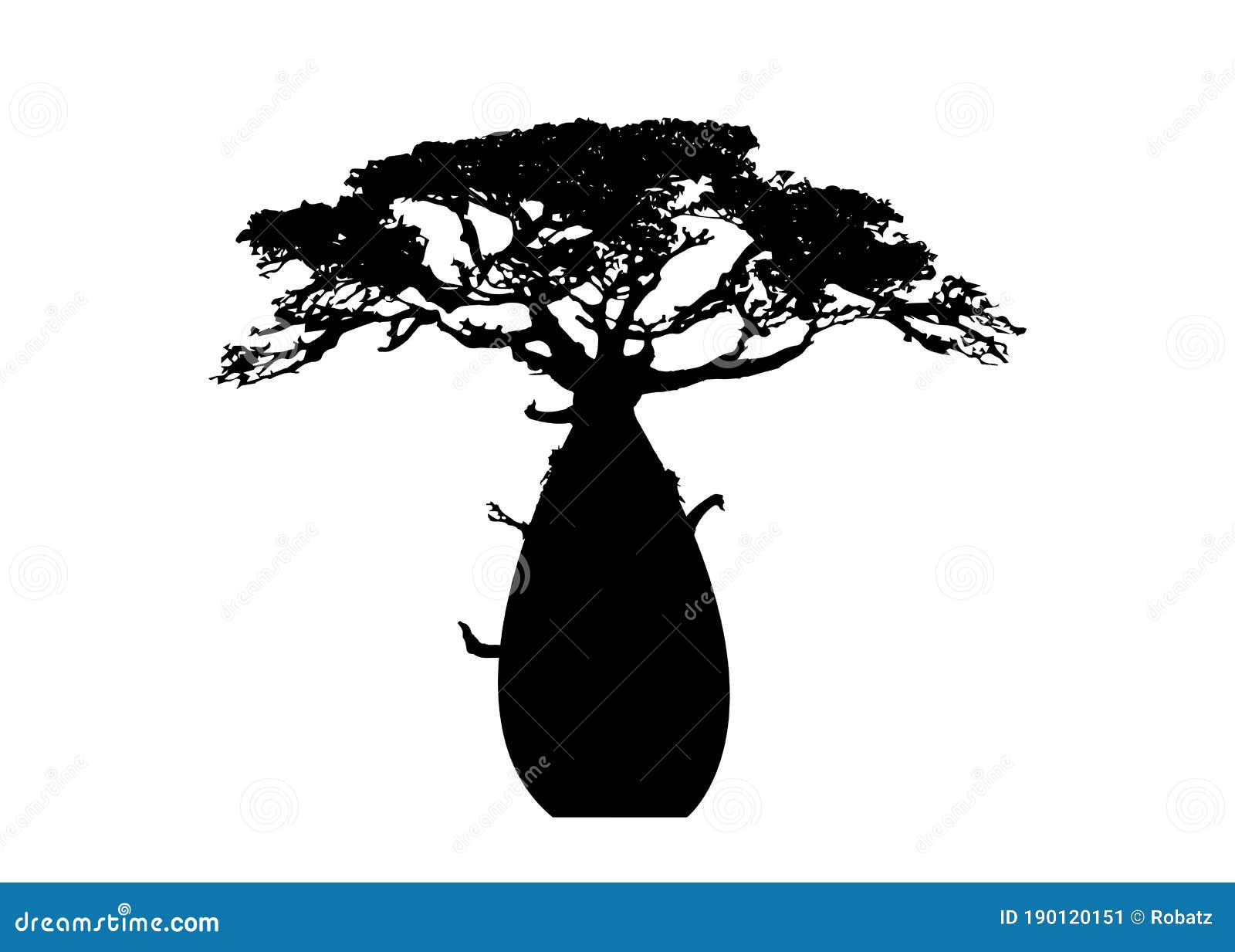 Boab or Baobab Tree Vector Isolated, Tree Black Silhouette Icon Stock ...