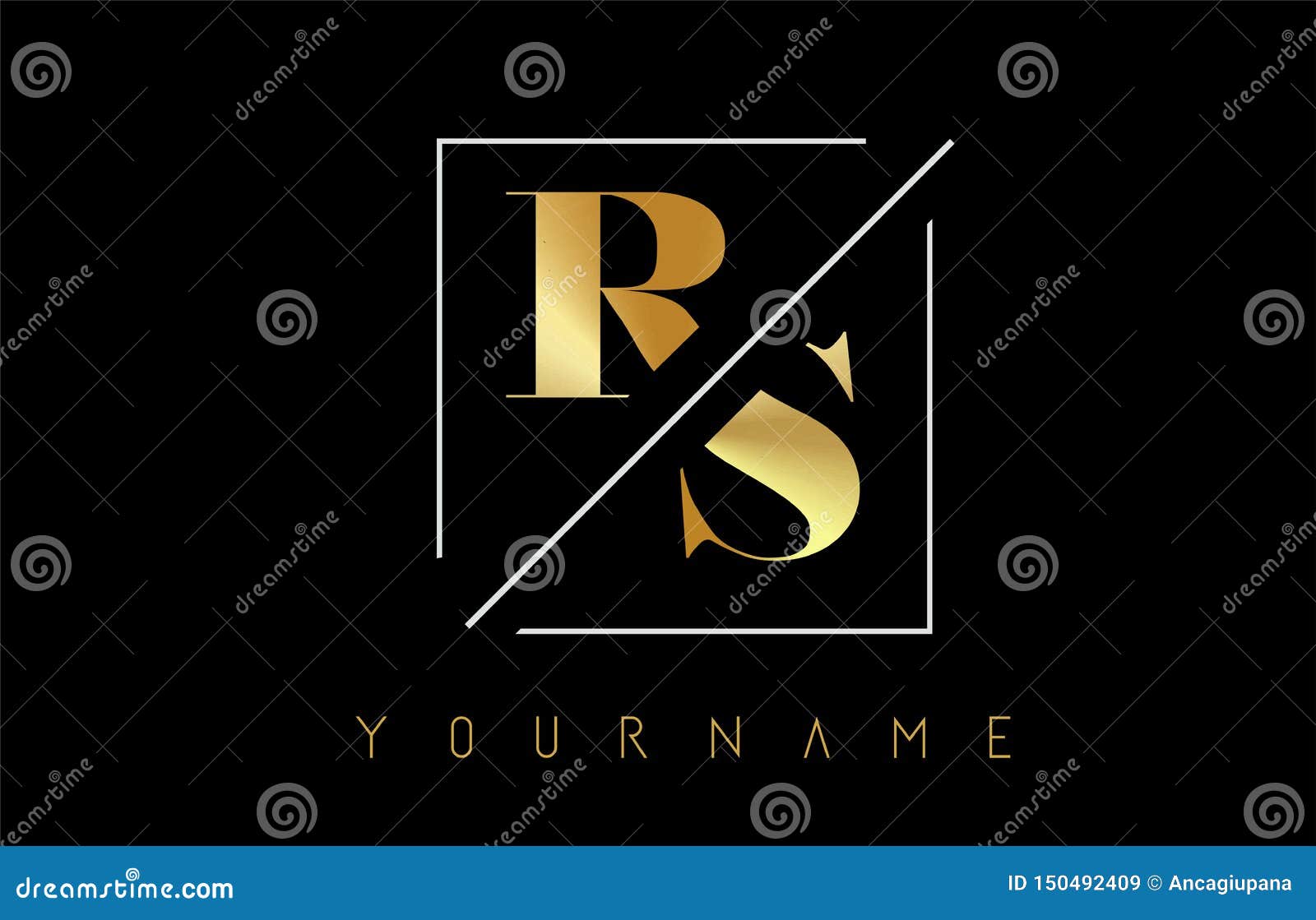 RS Golden Letter Logo with Cutted and Intersected Design Stock Vector ...