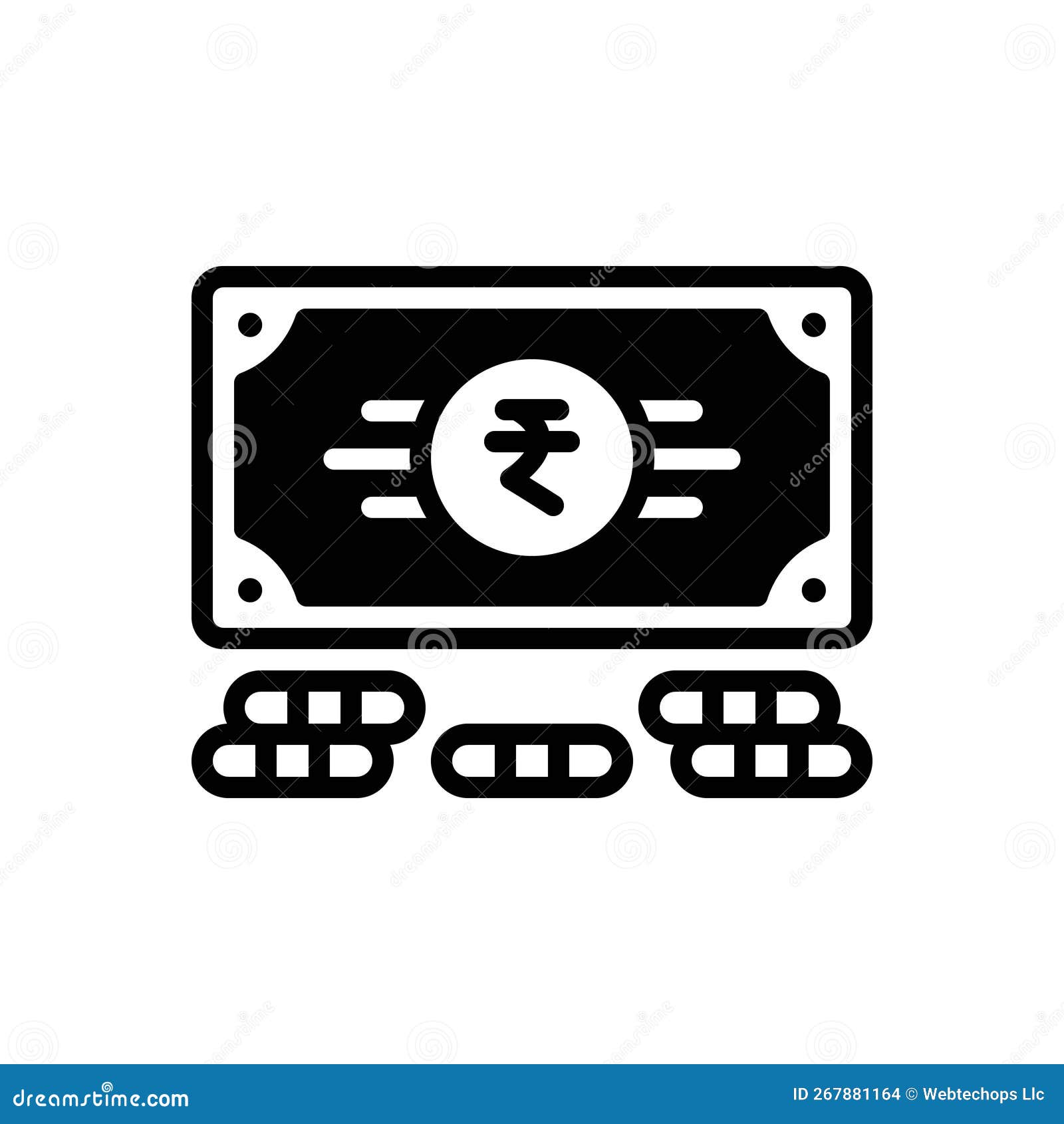 Black Solid Icon for Rs, Pkr and Cash Stock Illustration - Illustration ...