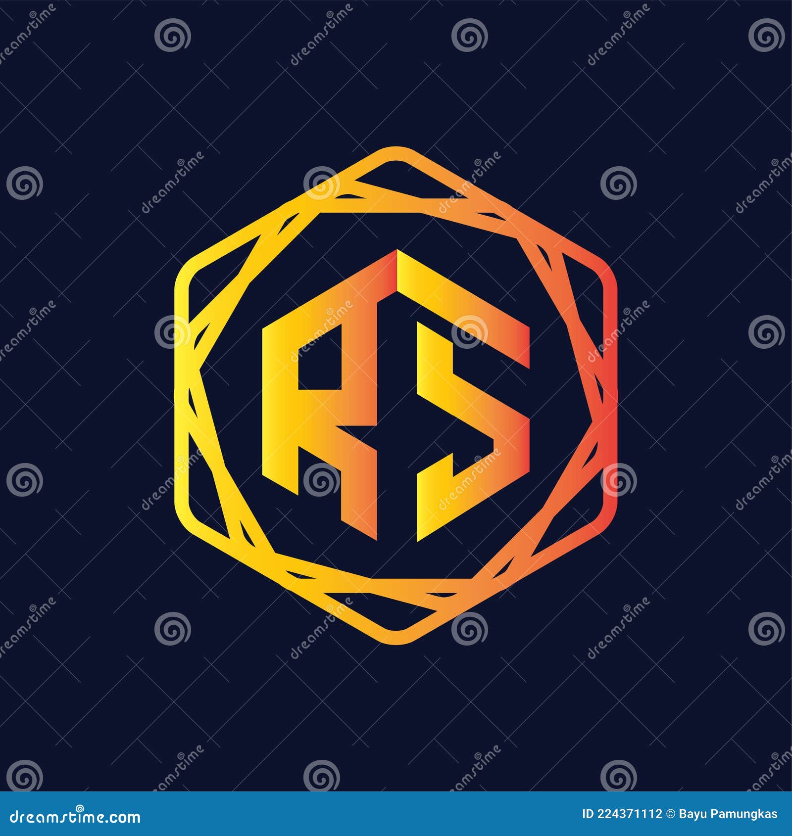 Rs Letra Inicial Vector De Logotipo Hexagonal Ilustración del Vector ...