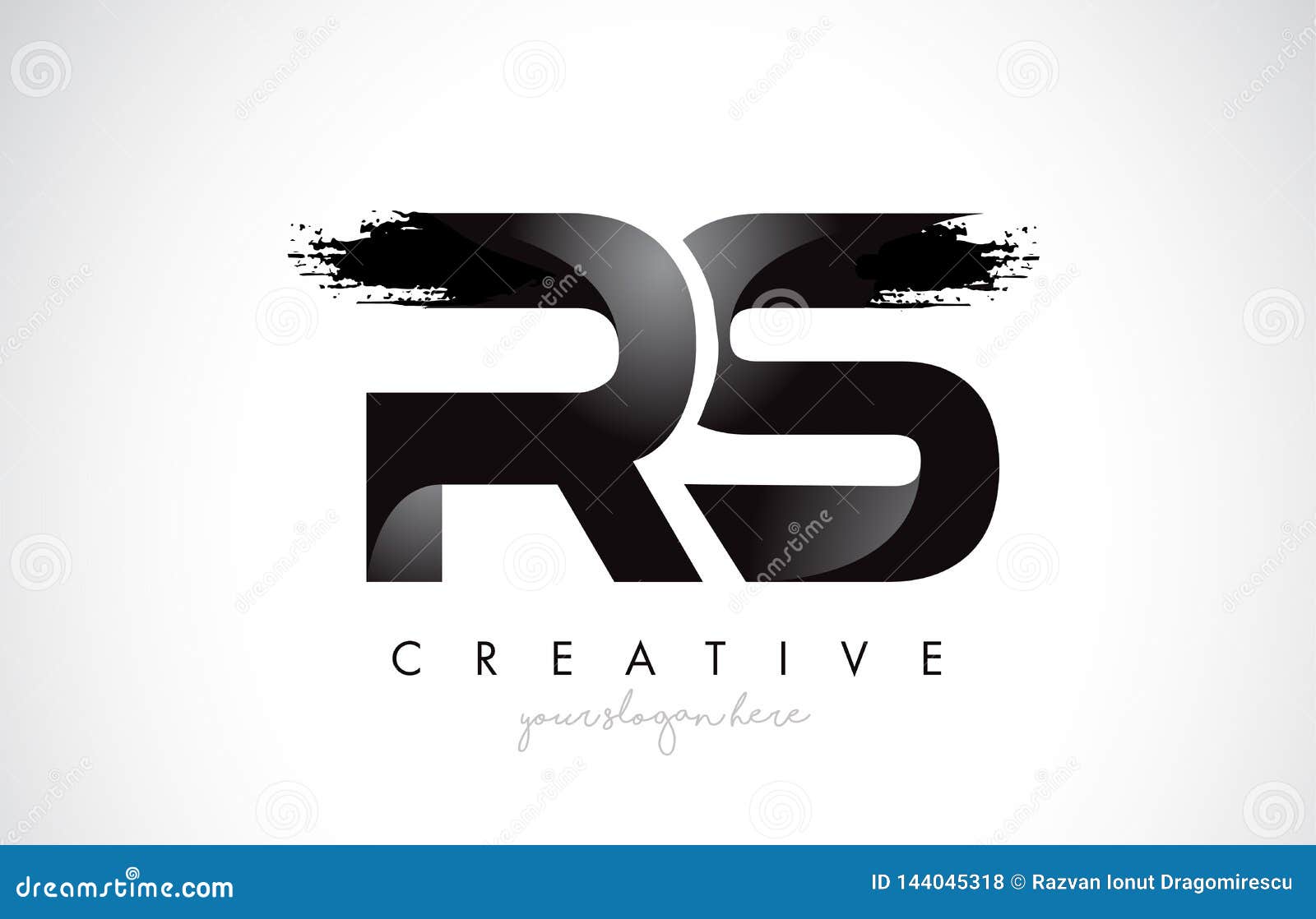 RS Letter Design with Brush Stroke and Modern 3D Look Stock Vector ...
