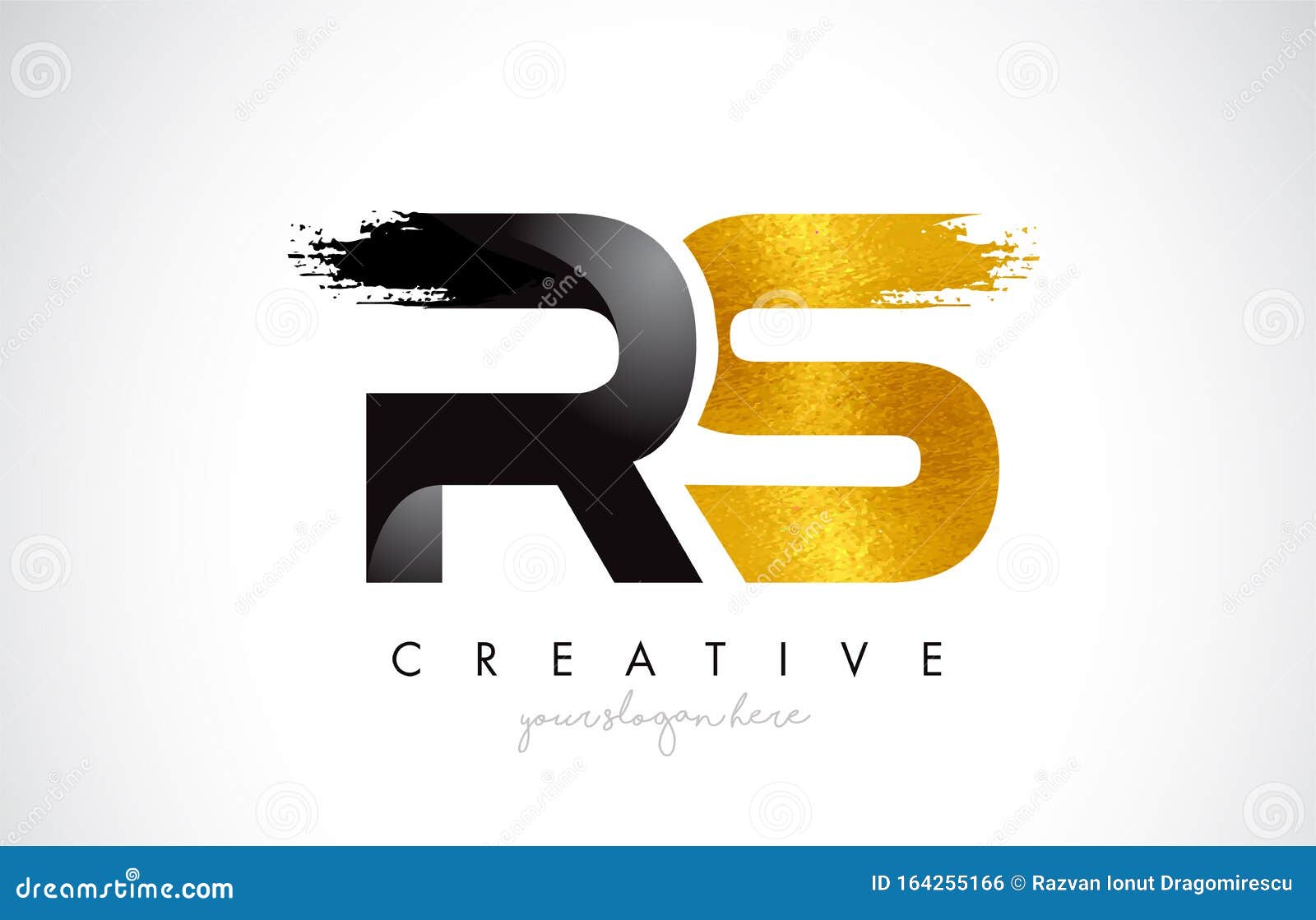 RS Letter Design with Brush Stroke and Modern 3D Look Stock Vector ...